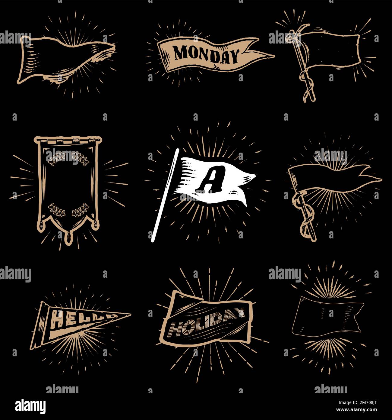 Old school flags and banners vector collection Stock Vector Image & Art ...