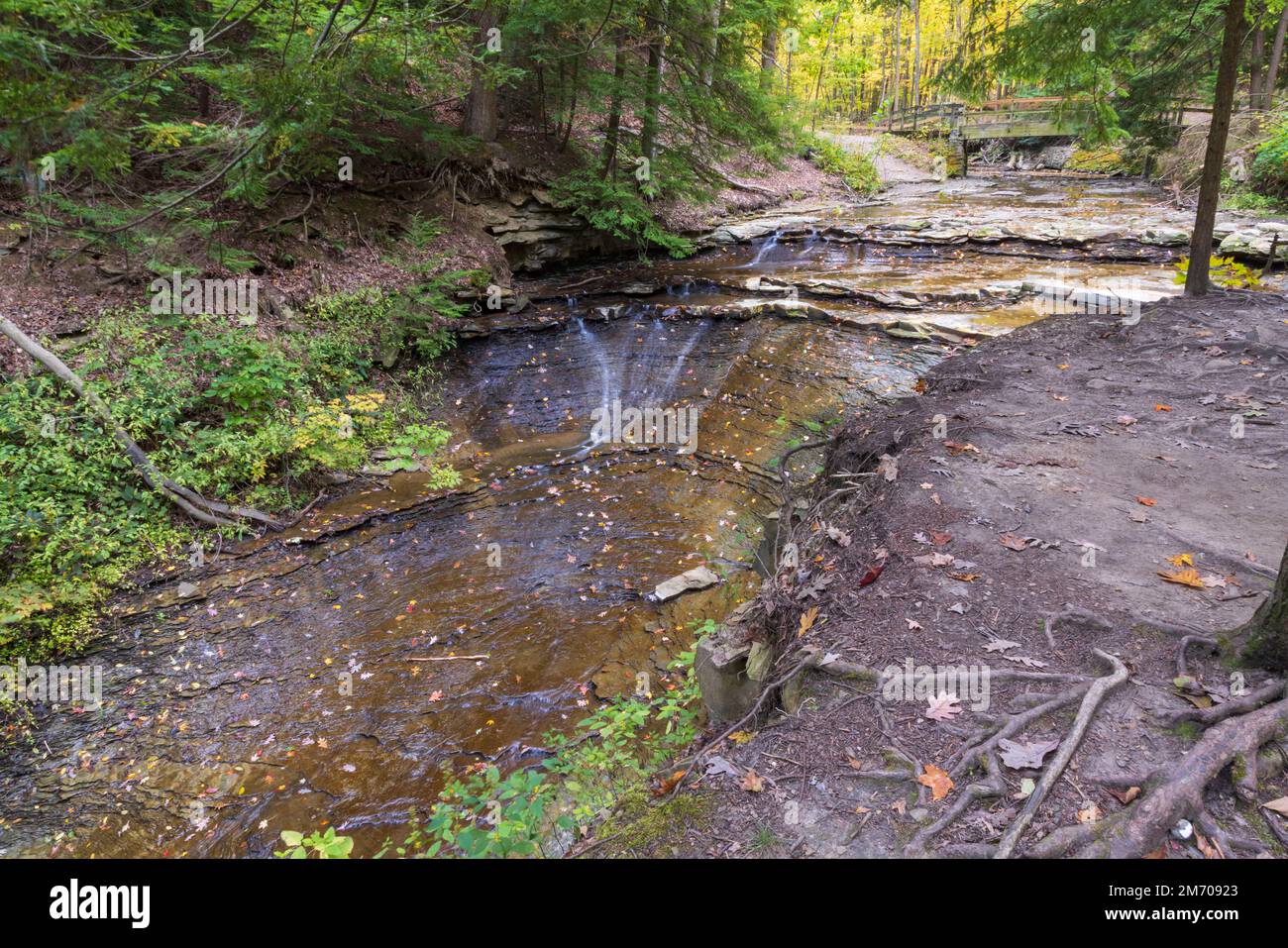 Bridal Veil Falls with fall colors in Cuyahoga Valley National Park, Ohio Stock Photo - Alamy