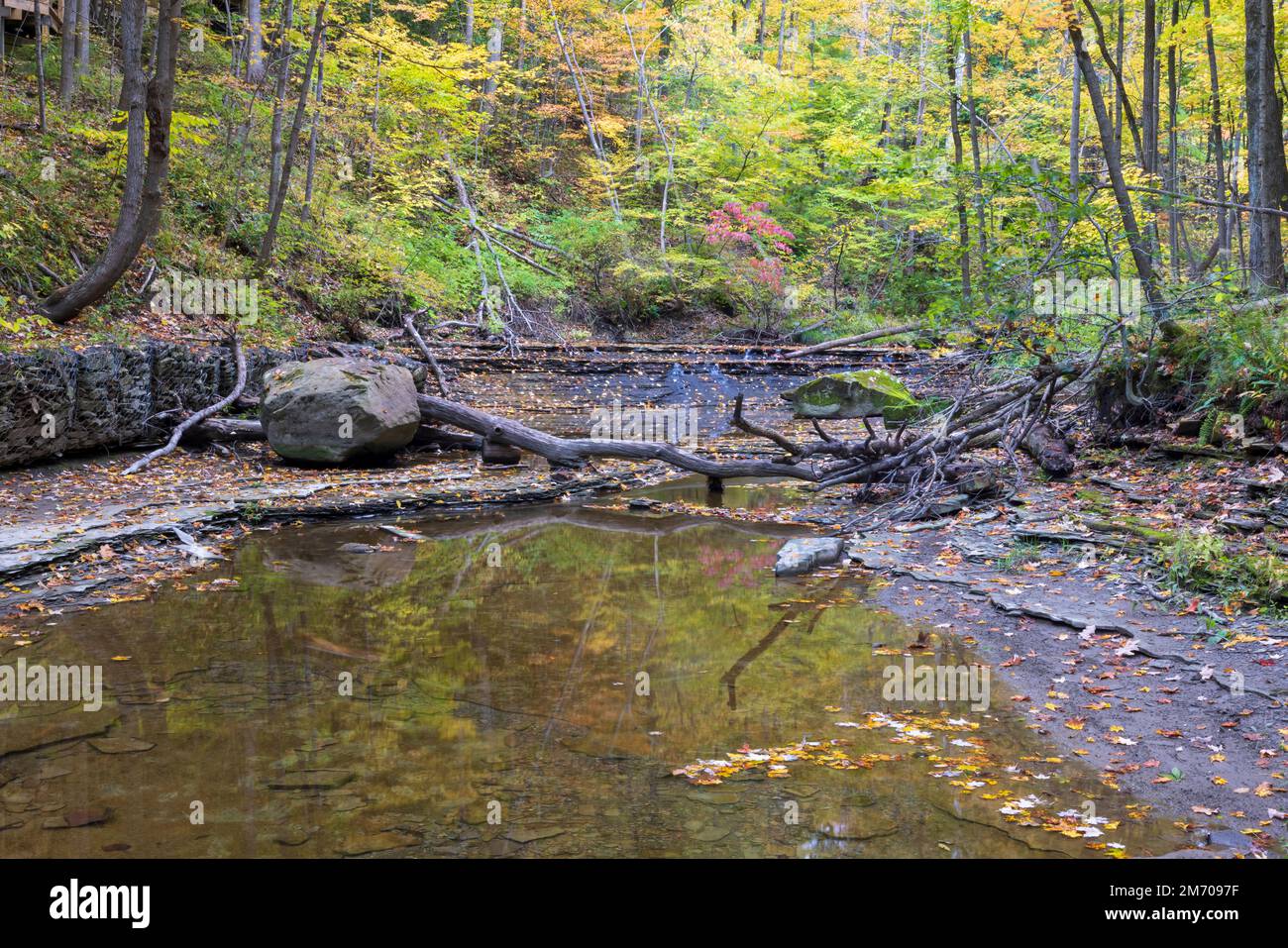 Bridal Veil Falls with fall colors in Cuyahoga Valley National Park, Ohio Stock Photo - Alamy