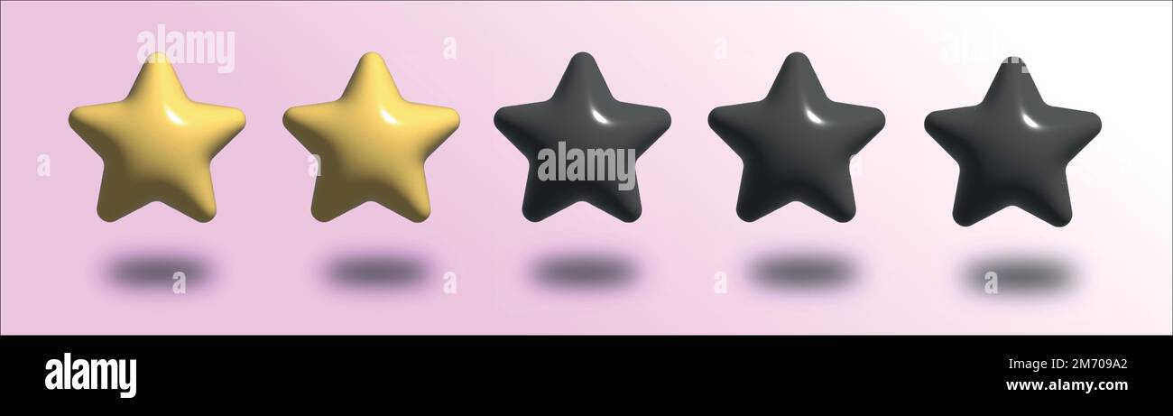 2 star rating. review icon. tone rating. bed review. 3D vector ...