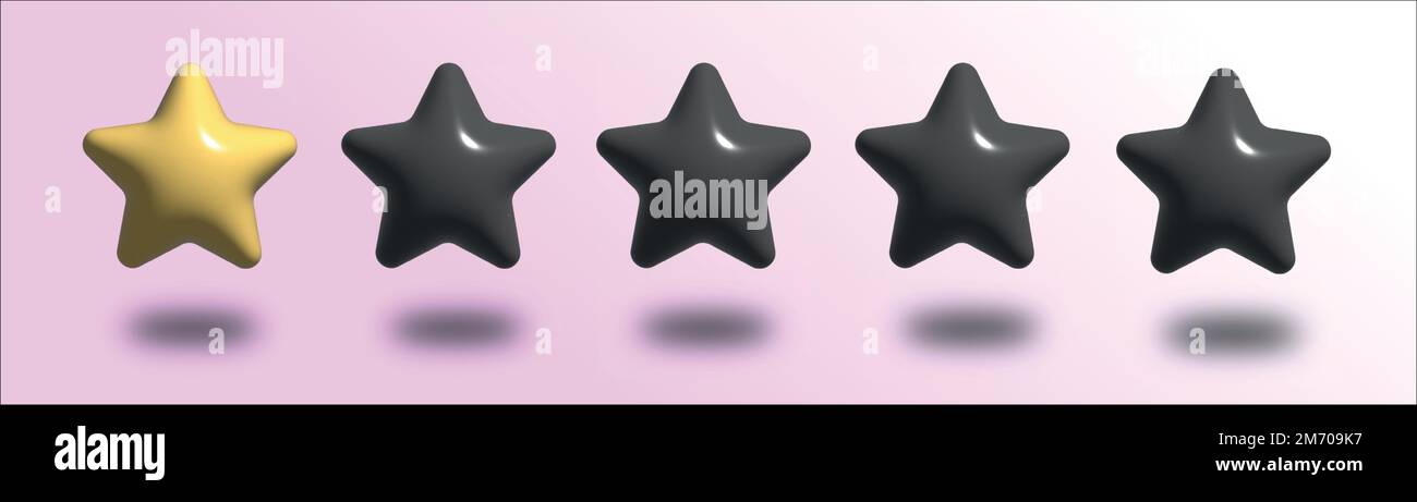 1 star rating. review icon. tone rating. bed review. 3D vector ...