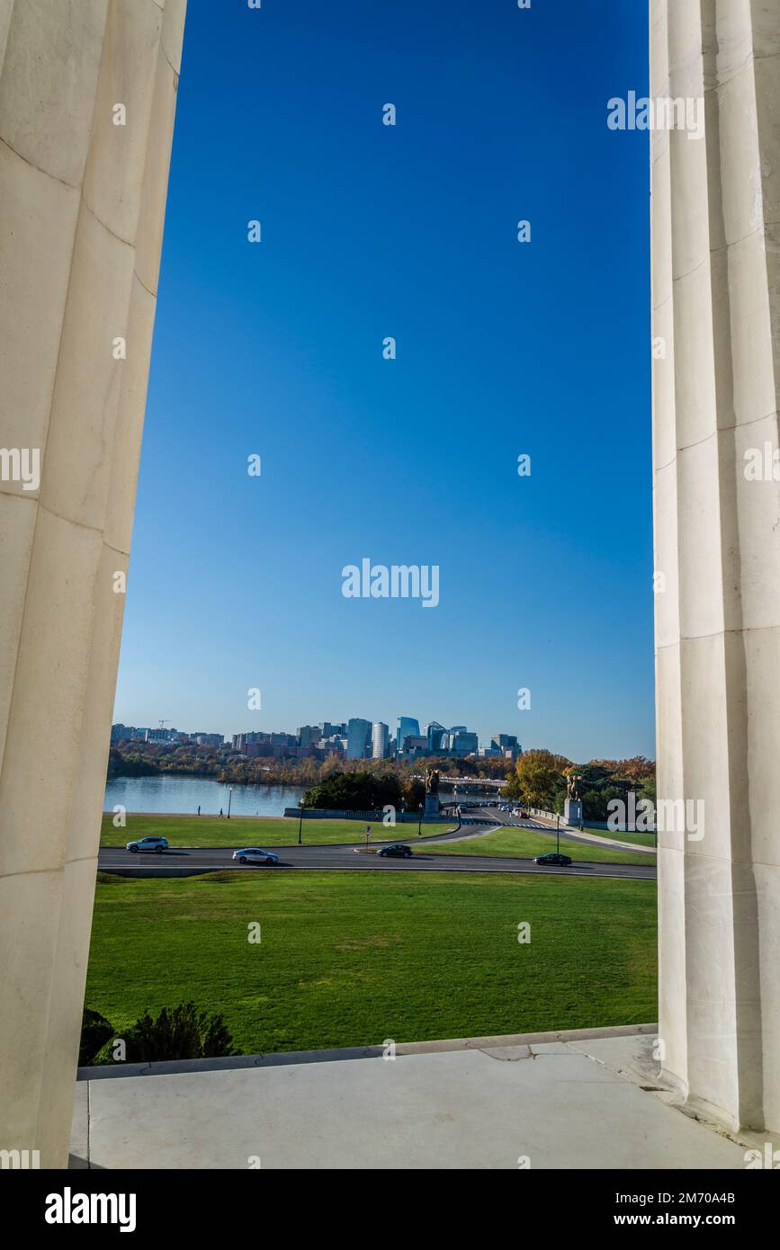 View of the city from the Lincoln Memorial, a U.S. national memorial ...