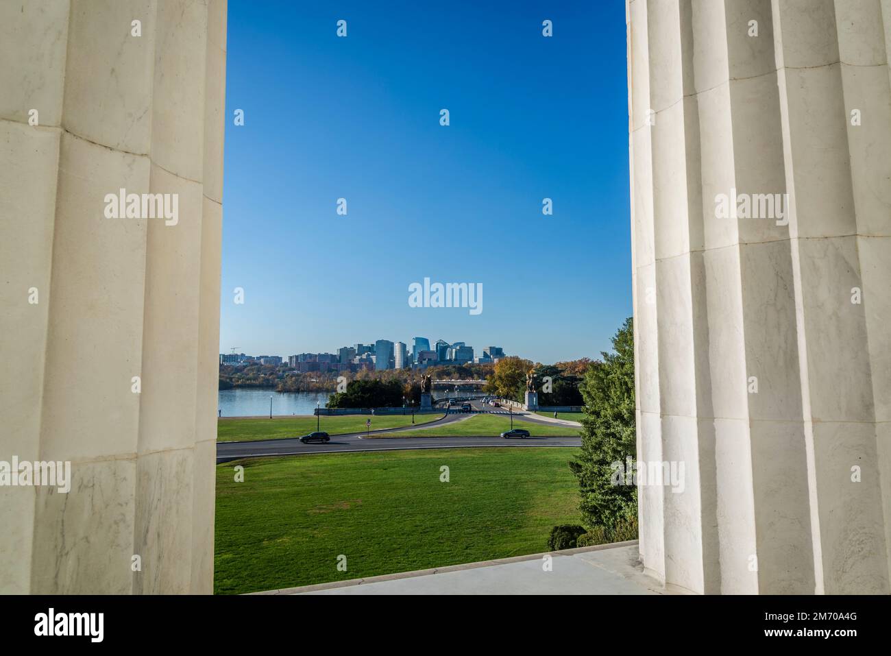 View of the city from the Lincoln Memorial, a U.S. national memorial ...