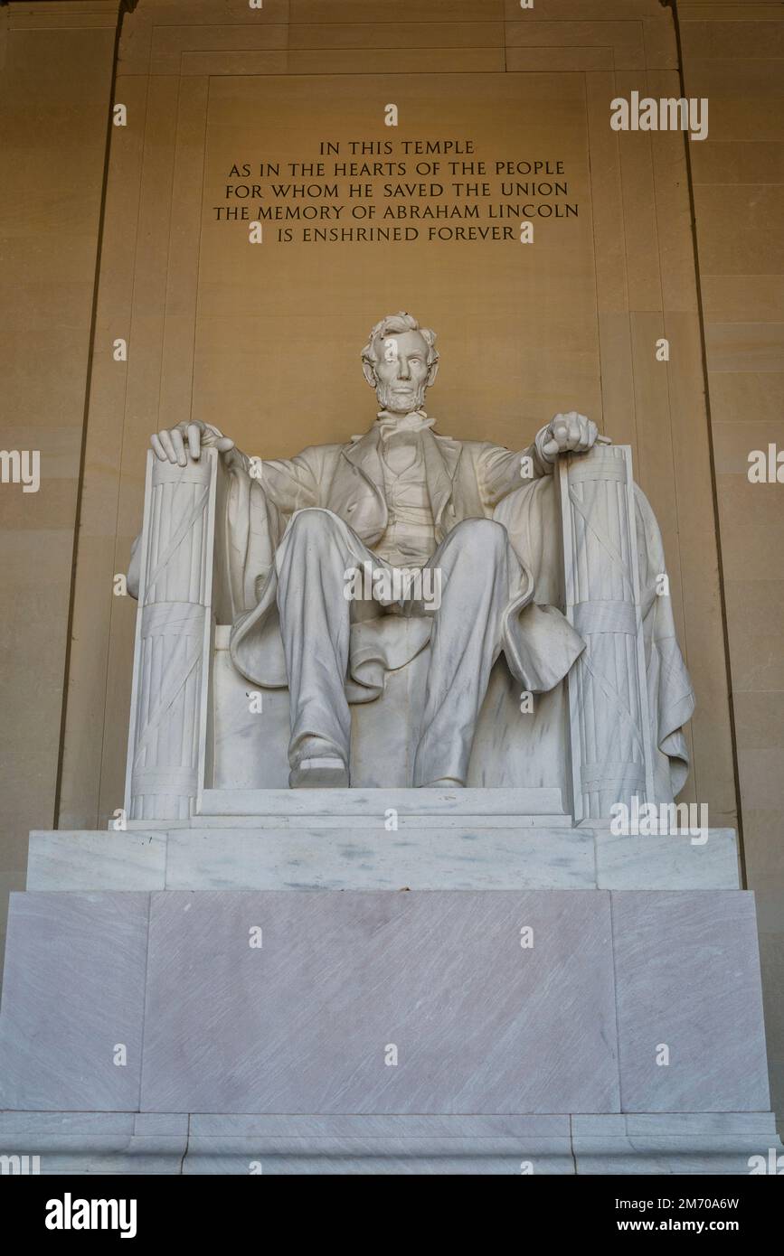 Statue of Abraham Lincoln, Lincoln Memorial, a U.S. national memorial ...