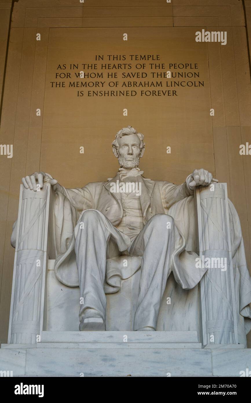Statue of Abraham Lincoln, Lincoln Memorial, a U.S. national memorial ...
