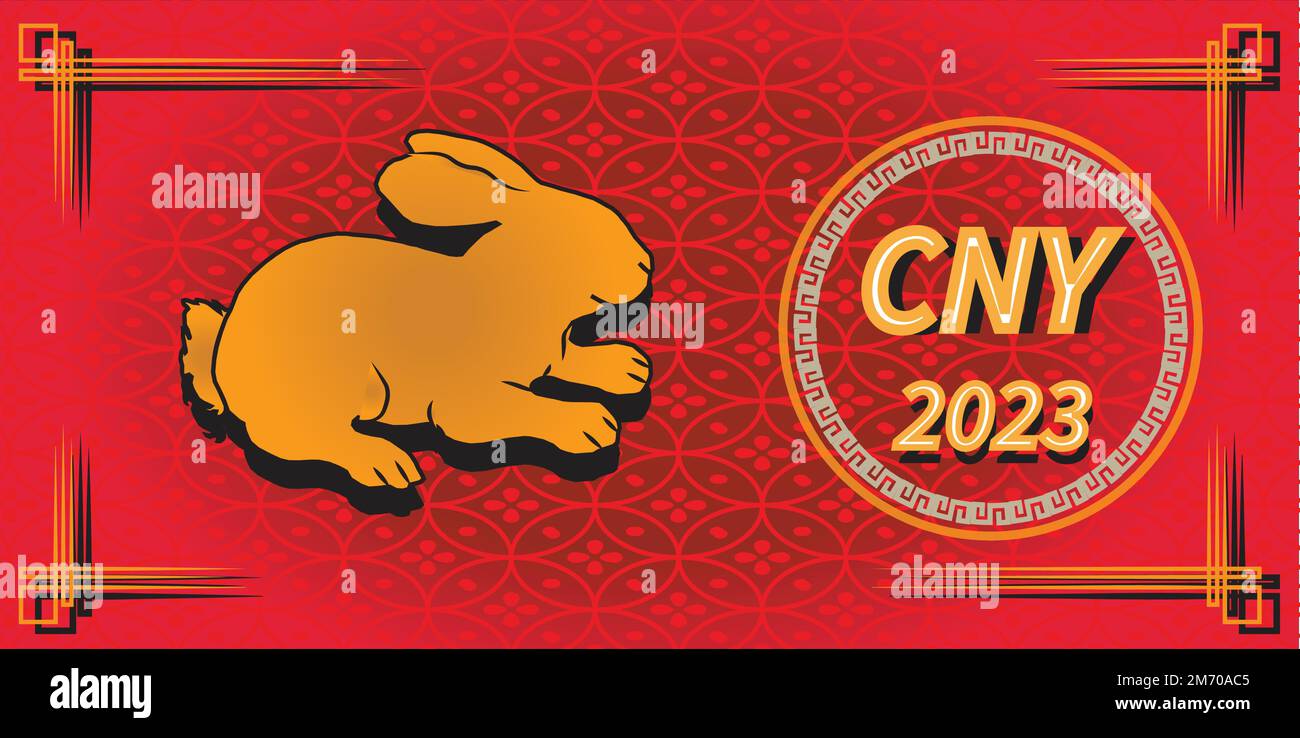 Happy chinese new year 2023, year of rabbit. Red background of tempalte contains rabbit zodiac ...