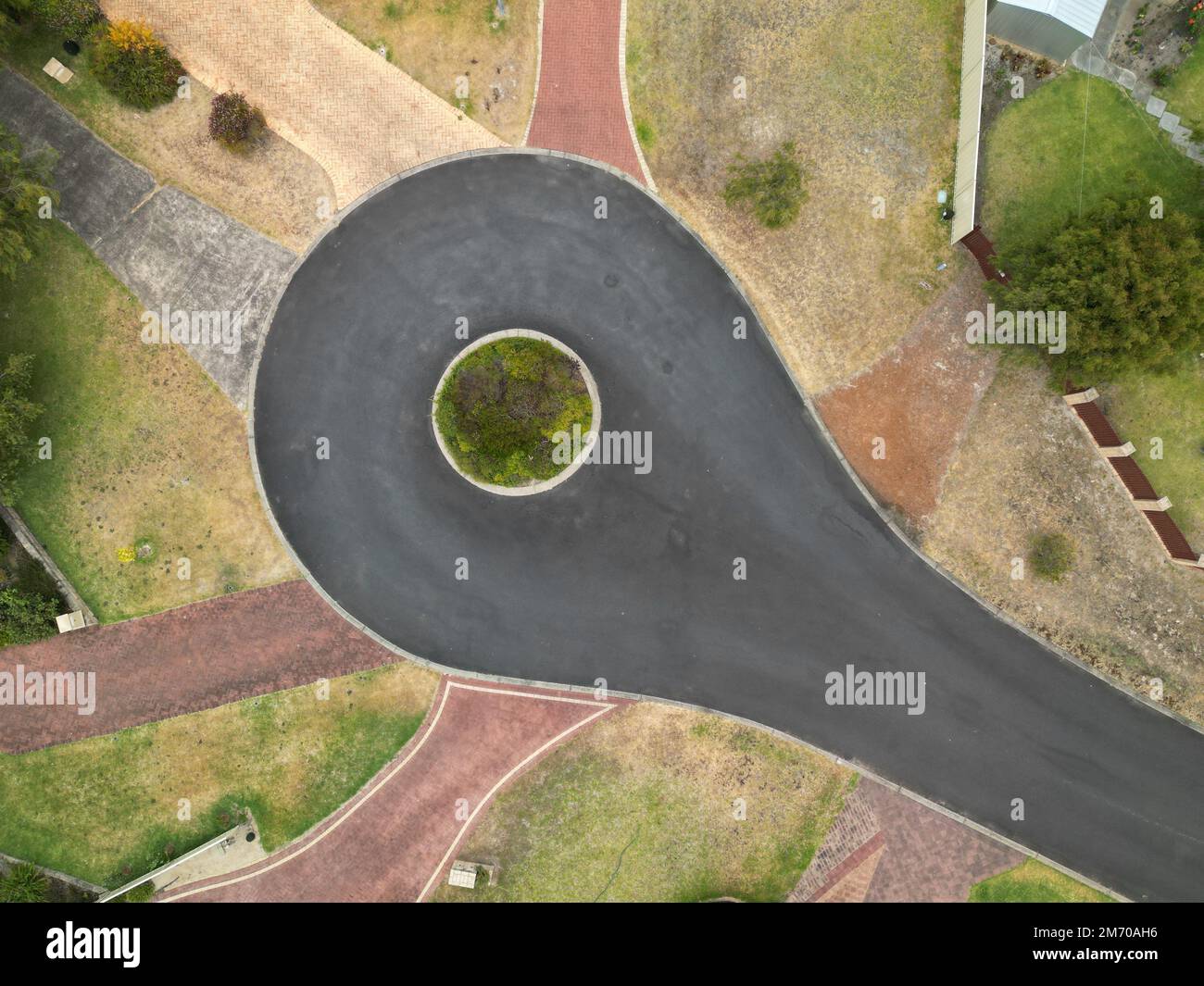An aerial view of a roundabout road in West Busselton, Western ...