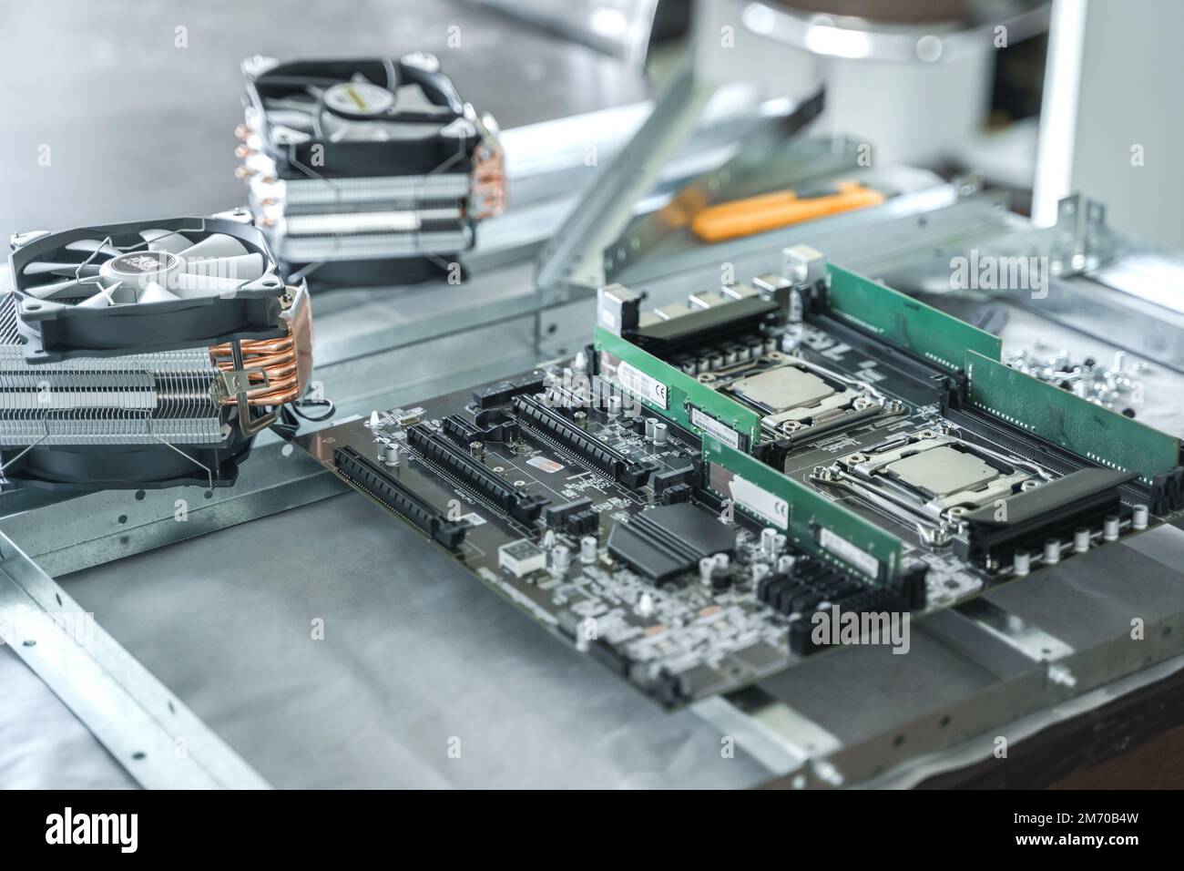 Man engineer,collector.Independent self computer assembly. Mounting socket processor,random ...