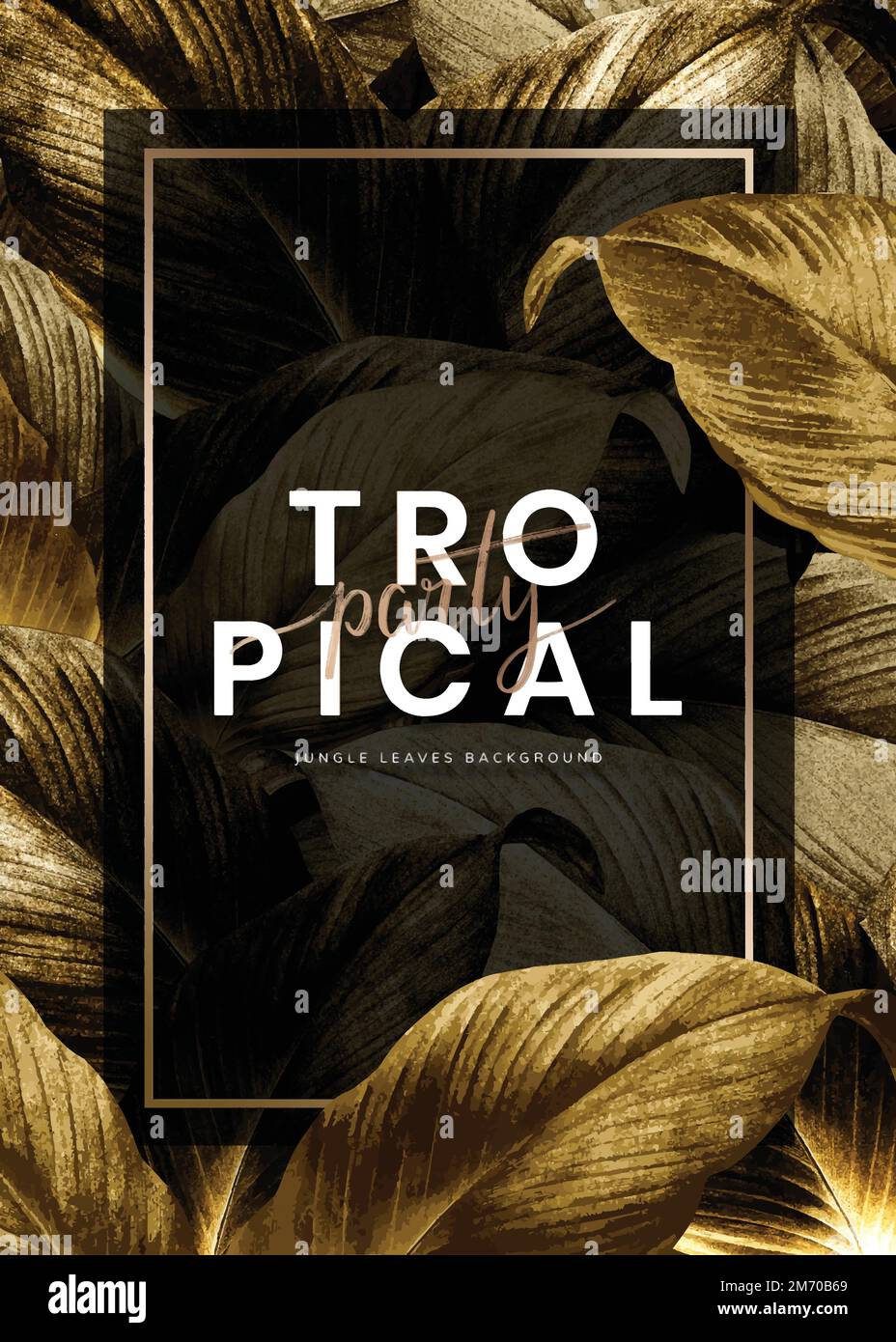 Tropical party advertisement leave patterned poster vector Stock Vector ...