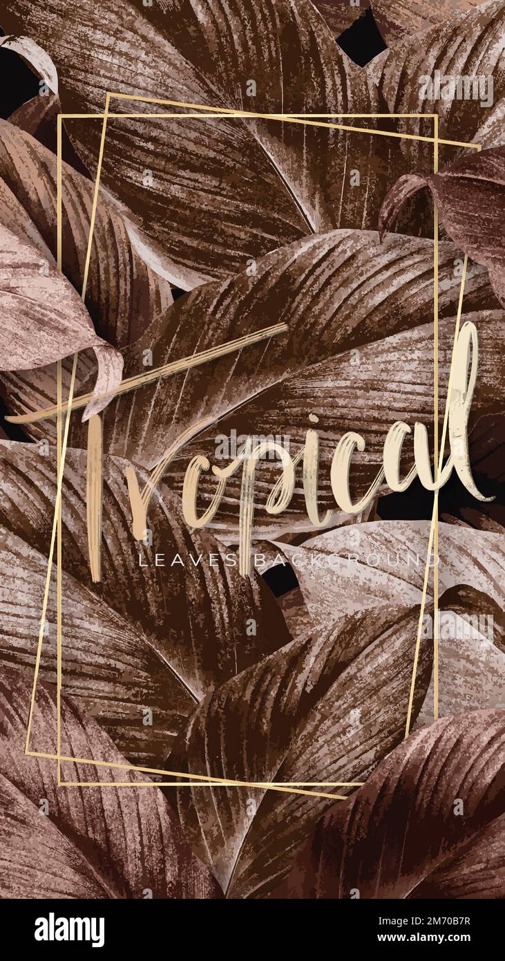 Bronze tropical leaves patterned poster vector Stock Vector Image & Art ...