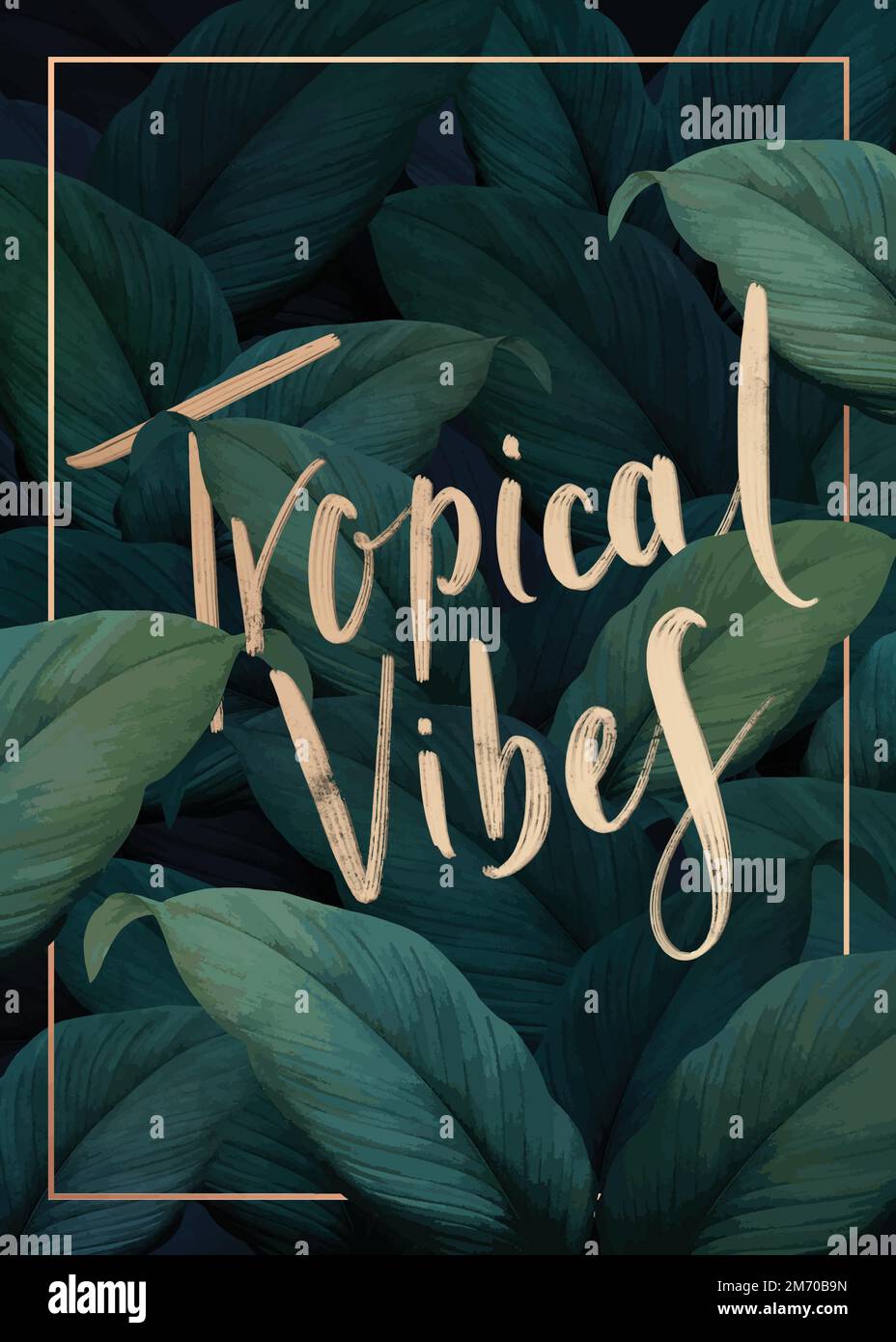 Green tropical leaves patterned poster vector Stock Vector Image & Art ...