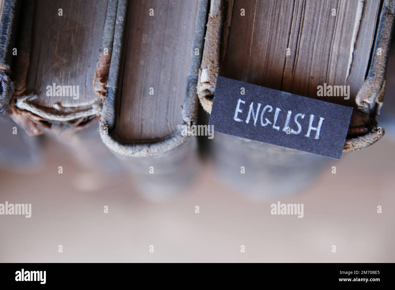 English language creative concept in vintage style. Education ...