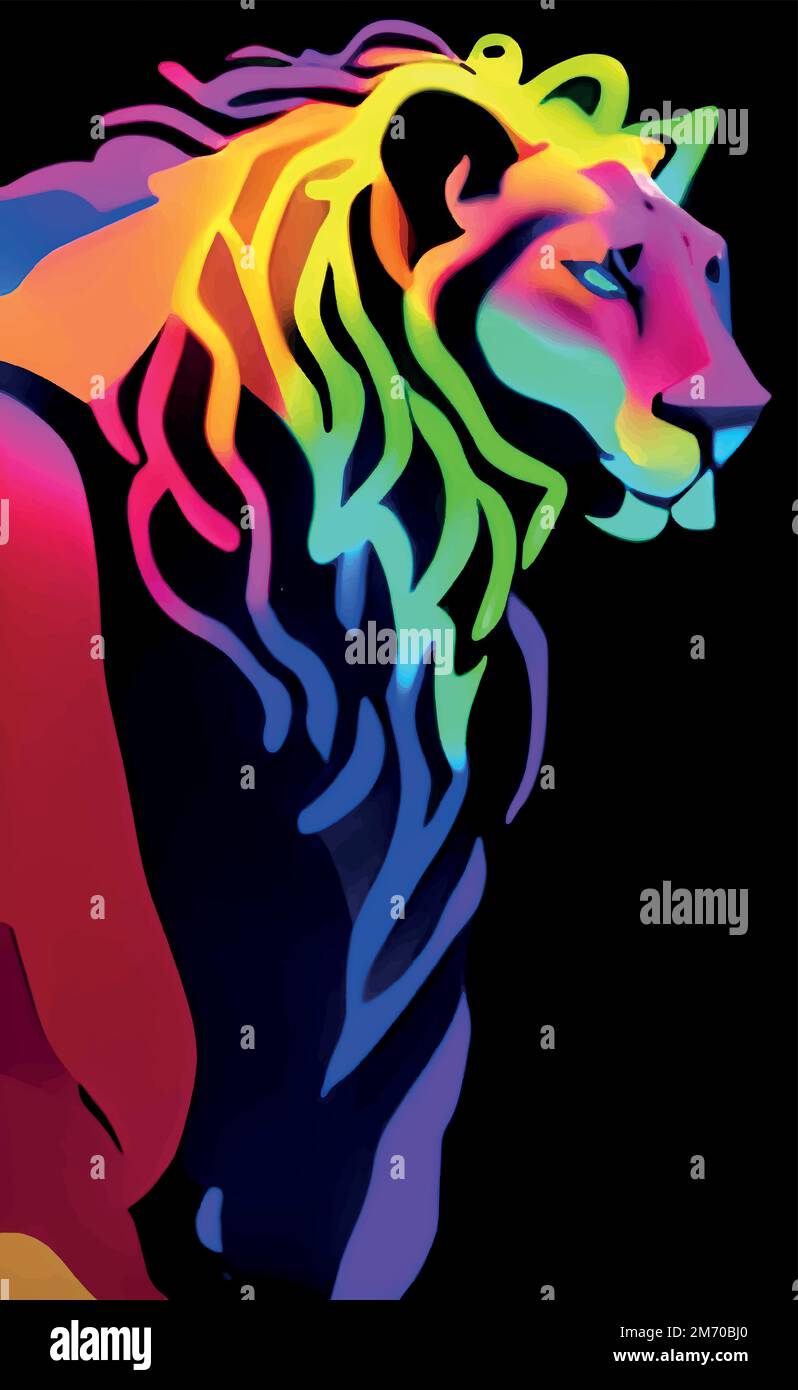 A vertical vector illustration of a tiger with vibrant colors on a ...