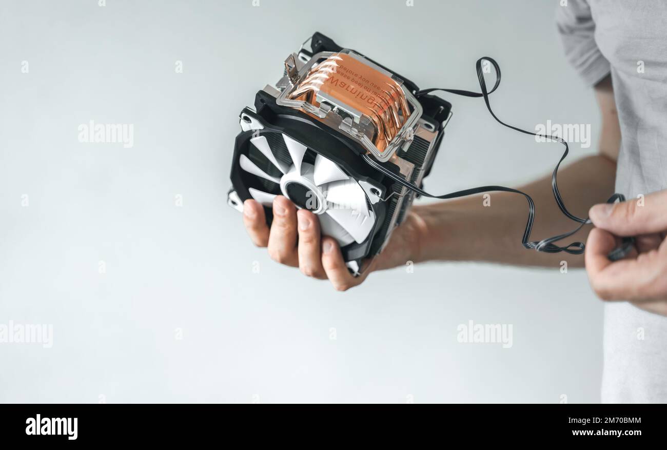 Man engineer,collector.Independent self computer assembly. Mounting socket processor,random ...