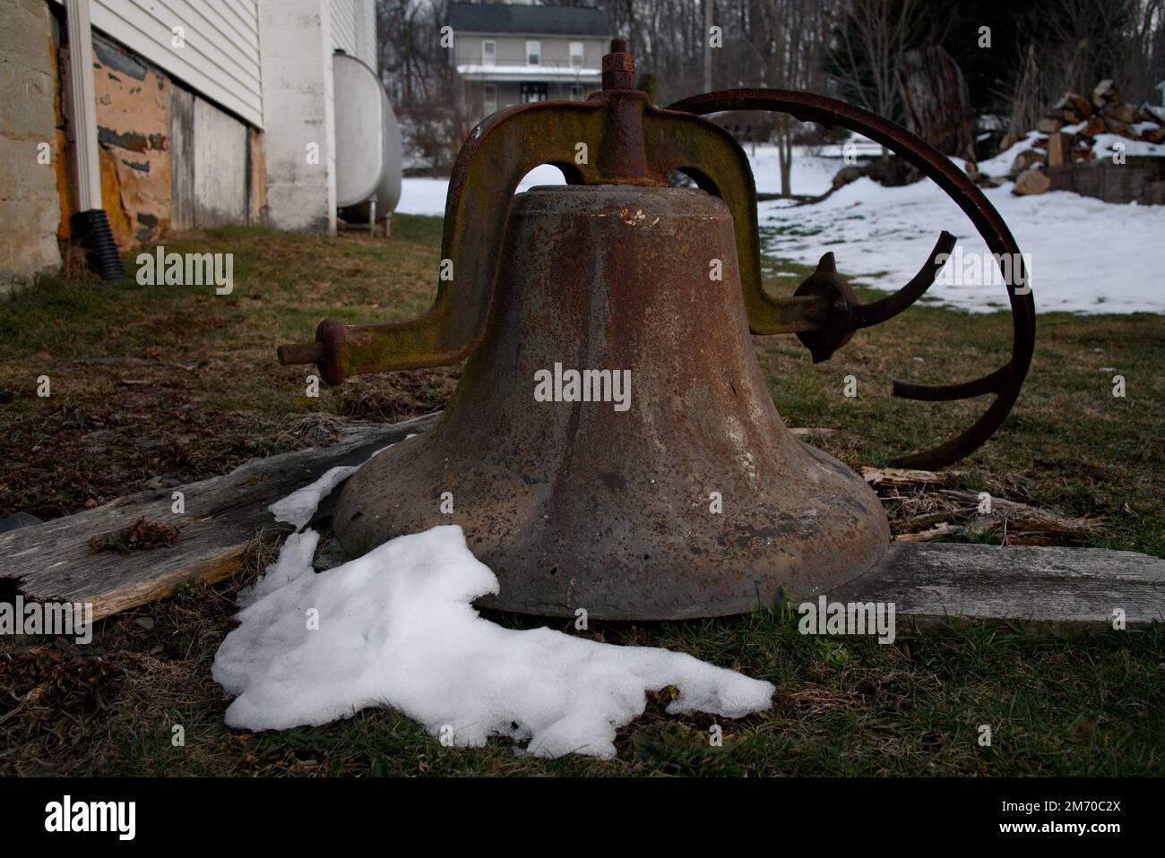 melting snow and an old church bell in Pennsylvania Stock Photo - Alamy