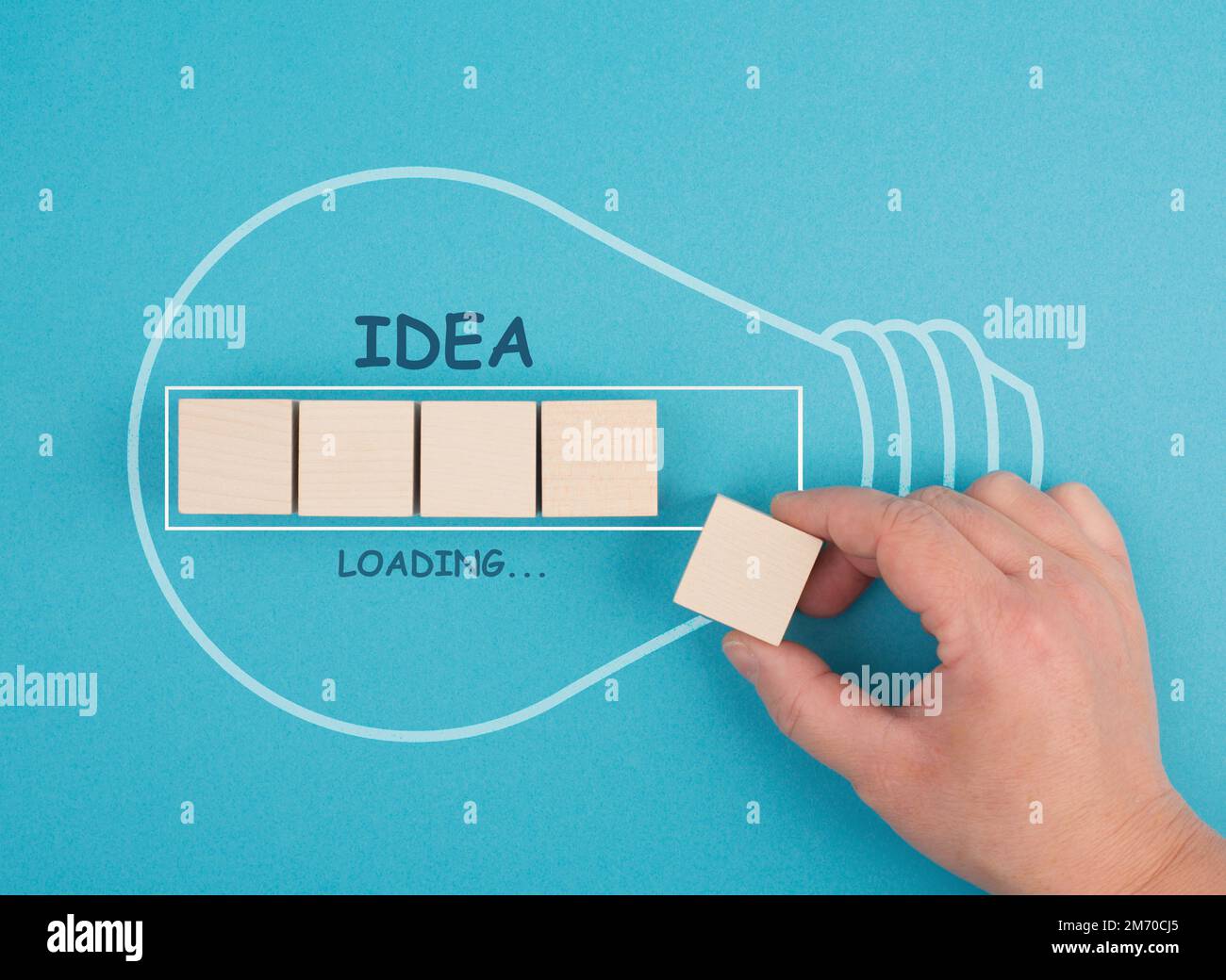 Idea loading, progress bar with a light bulb, starting a new business ...