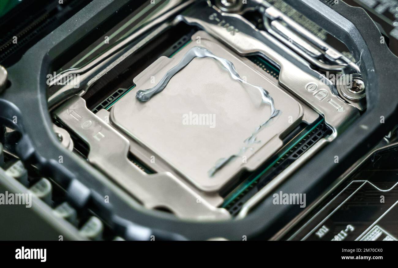 Man engineer,collector.Independent self computer assembly. Mounting in sockets processor,random ...