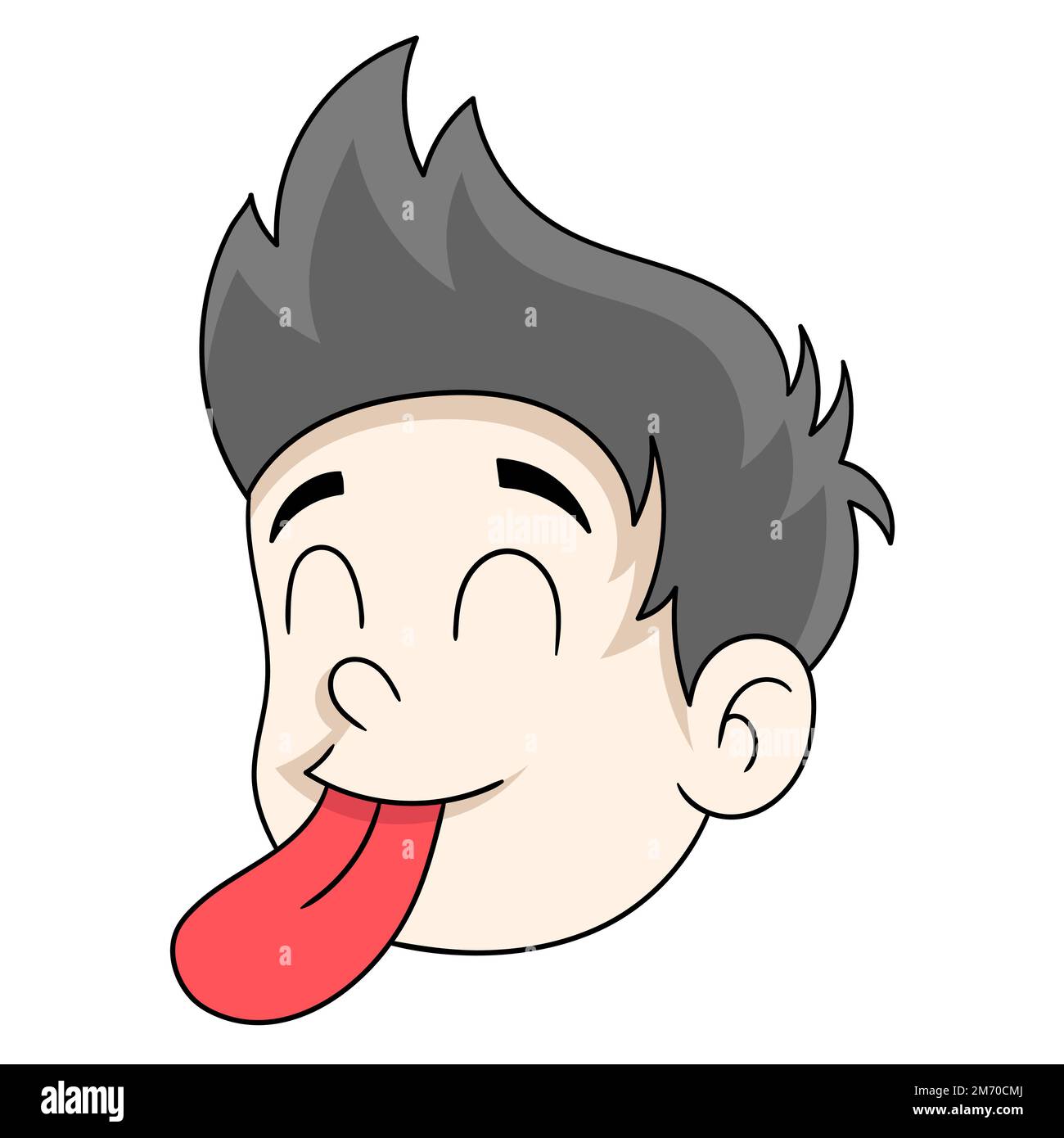 handsome face boy head was mockingly sticking out his tongue. vector ...