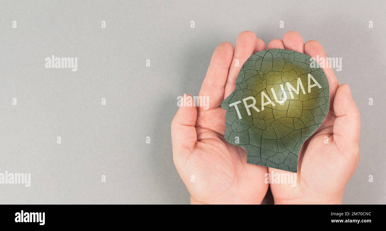 Trauma, mental health disorder, depression and frustration, psychology ...