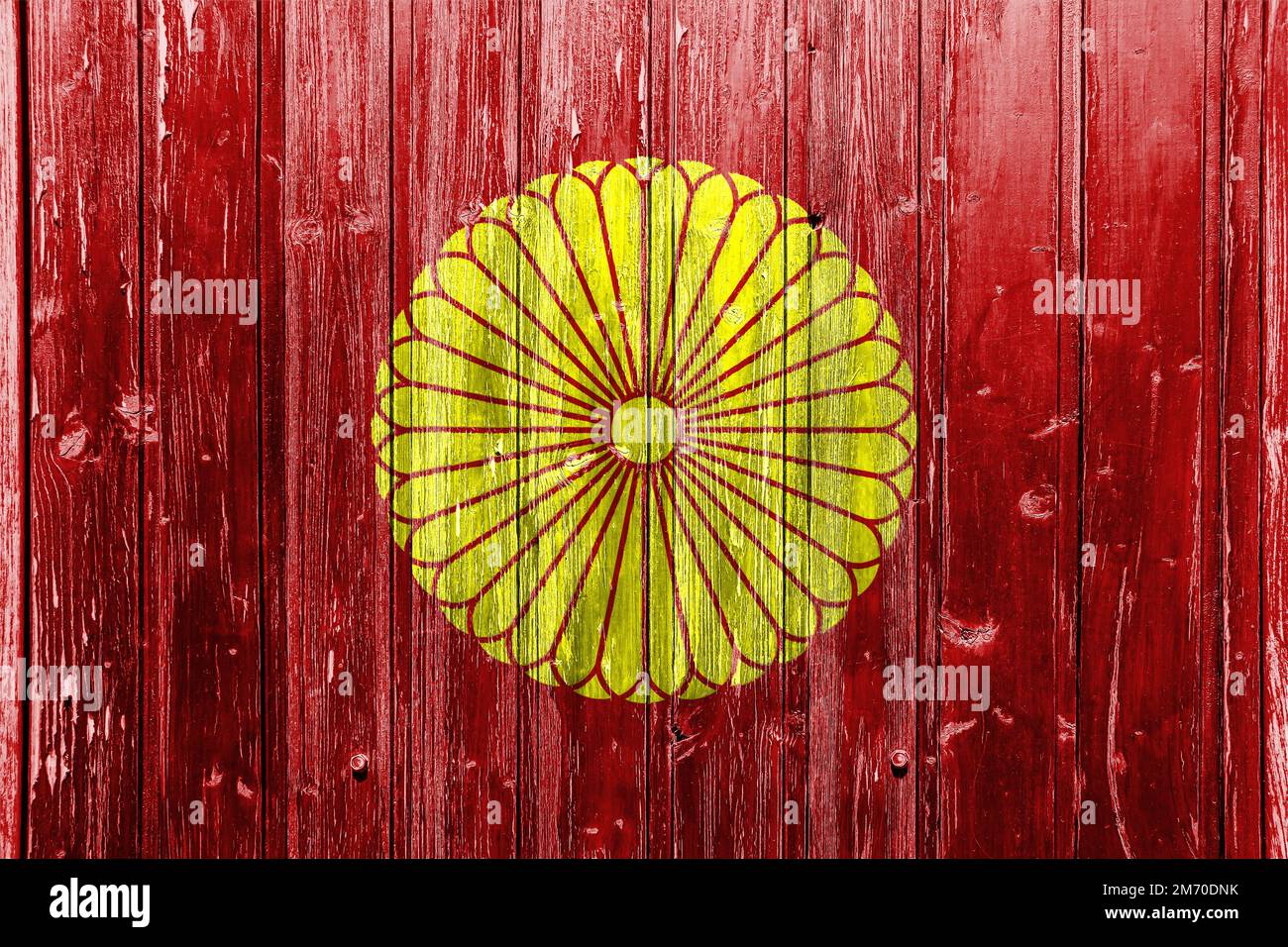 Banner of the Emperor of Japan. Imperial standard of Japan on texture ...