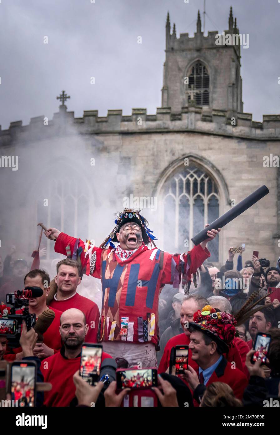 The ceremonial fool,James Chatwin, delivers a speech during the Smoking ...