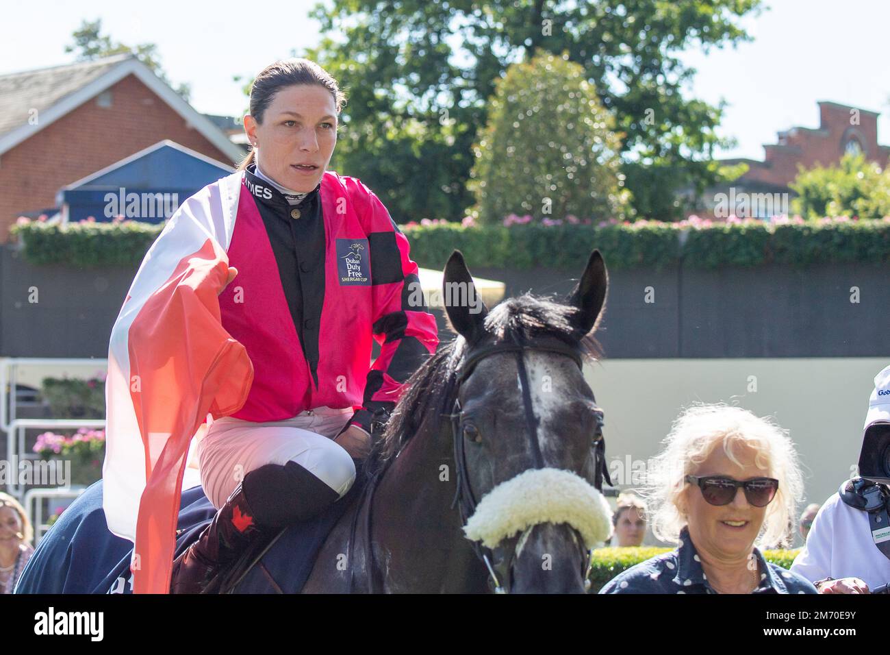 Ascot, Berkshire, UK. 6th August, 2022. Jockey Emma-Jayne Wilson was ...