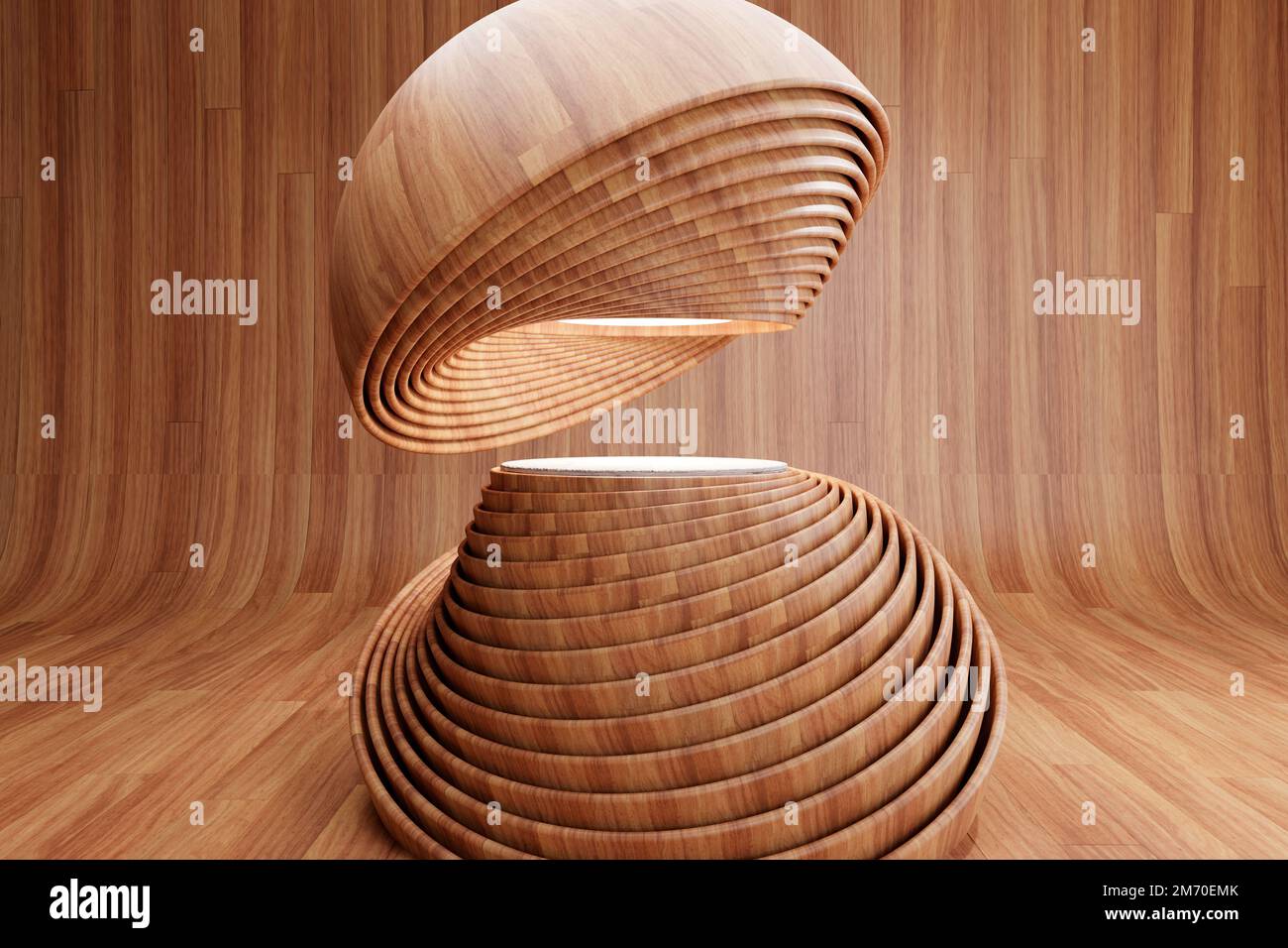 An image of two shiny brown round objects with layers and a white ...