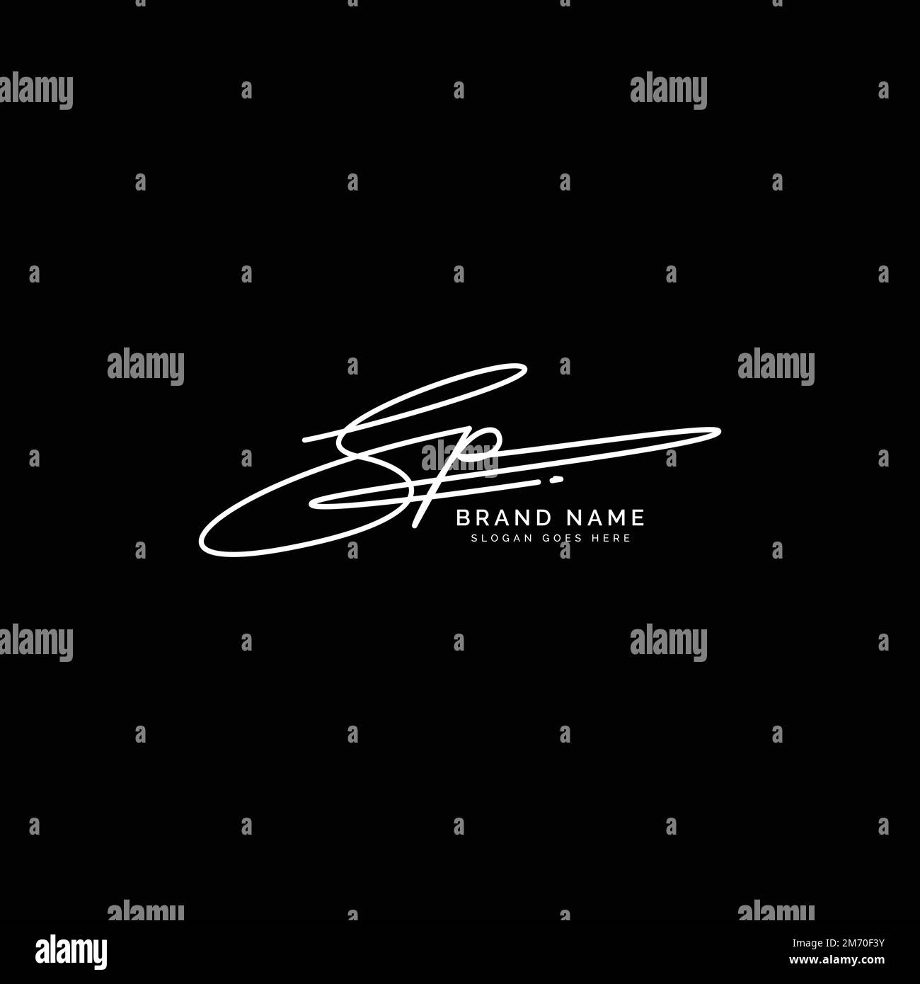 Initial Letter Sp Logo In Signature Handwritten Lettering Style Of S And P Alphabet Stock