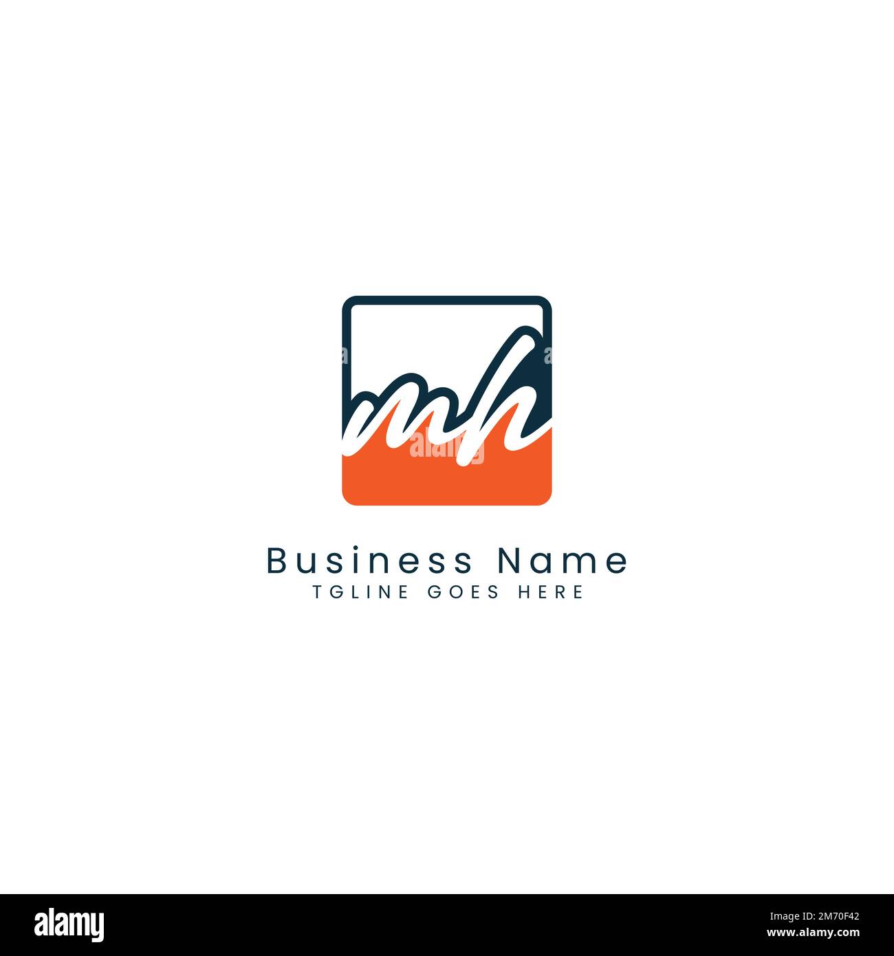 M H Mh Initial Letter Handwritten And Signature Vector Image Template In Square Shape Logo Stock