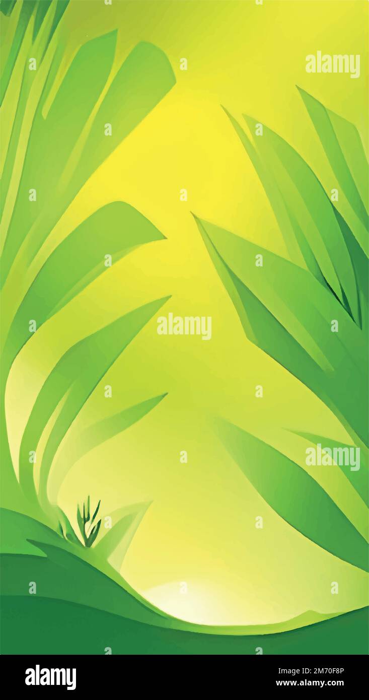 A vertical vector illustration of a green background with grass and ...