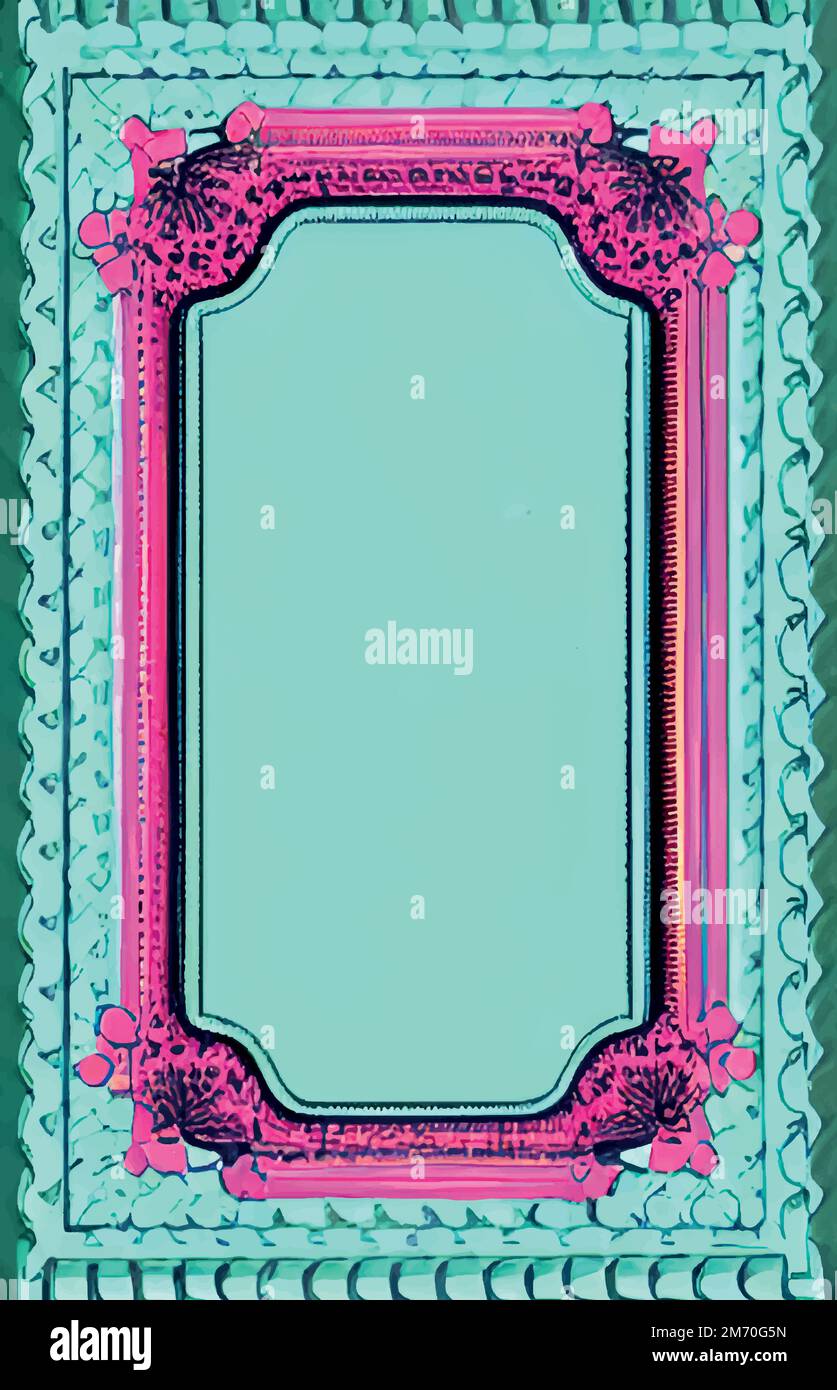 A vertical illustration of a pink frame for an invitation card or ...