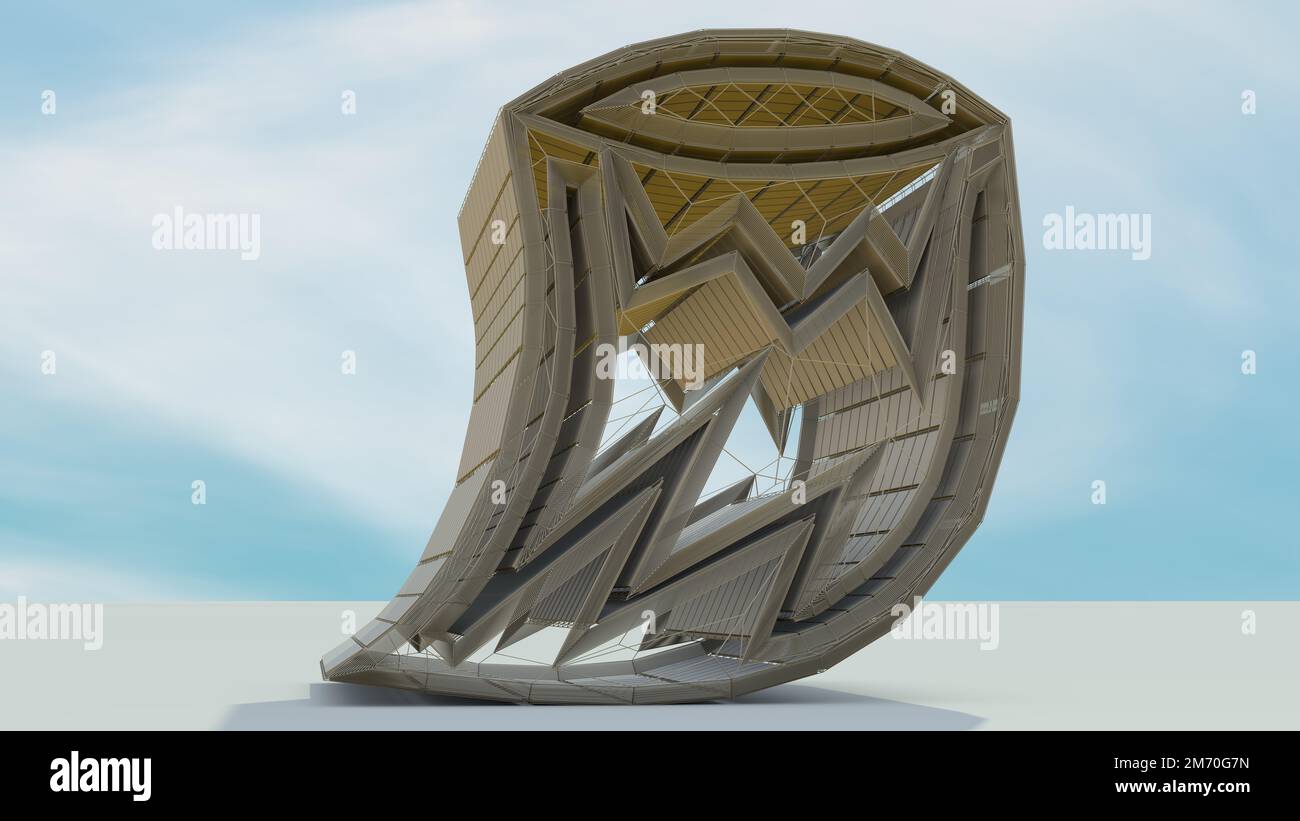 3D Illustration of an architectural structure based on the Ancient ...