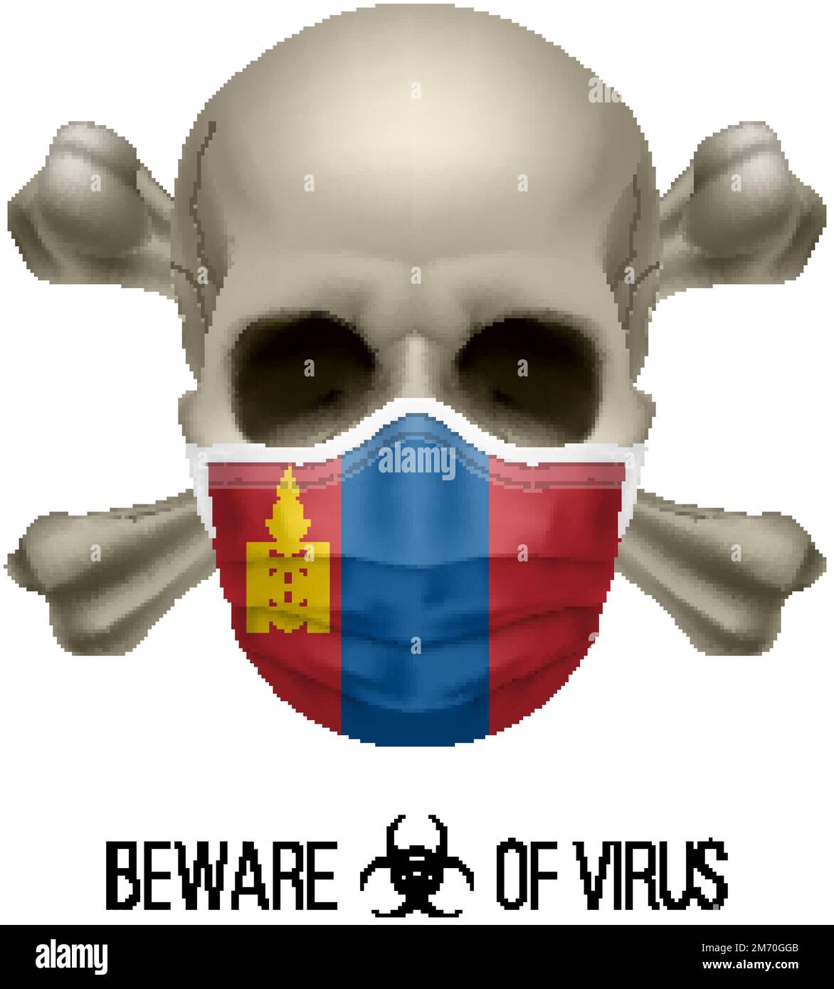 Human Skull with Crossbones and Surgical Mask in the Color of National ...