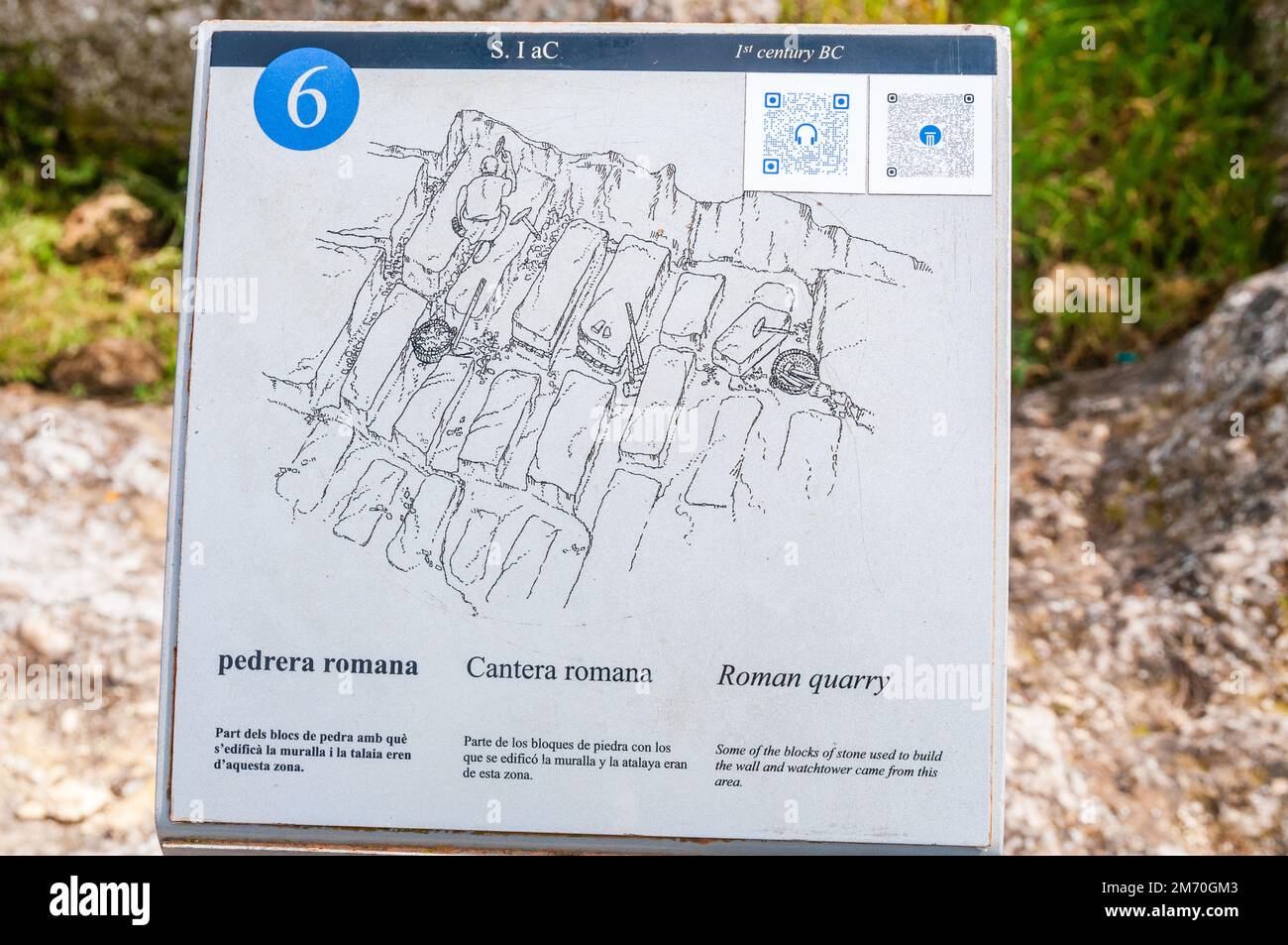 information poster, Roman quarry, some of the blocks of stone used to ...