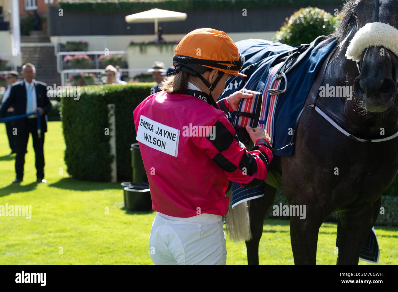 Ascot, Berkshire, UK. 6th August, 2022. Jockey Emma-Jayne Wilson was ...