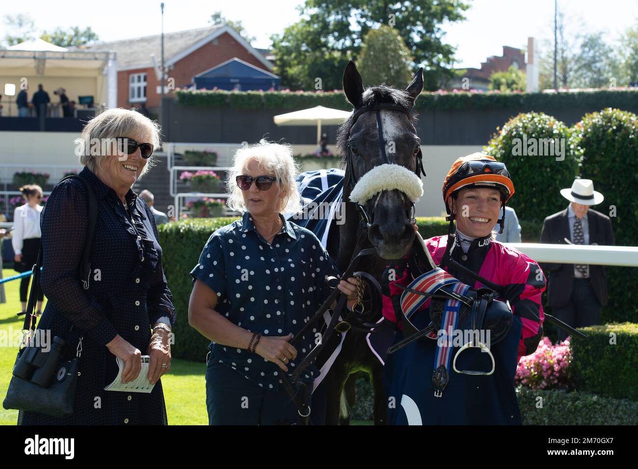 Ascot, Berkshire, UK. 6th August, 2022. Jockey Emma-Jayne Wilson was ...