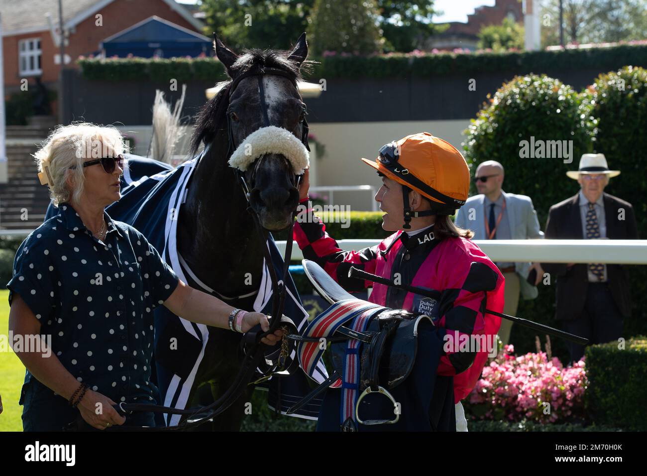 Ascot, Berkshire, UK. 6th August, 2022. Jockey Emma-Jayne Wilson was ...