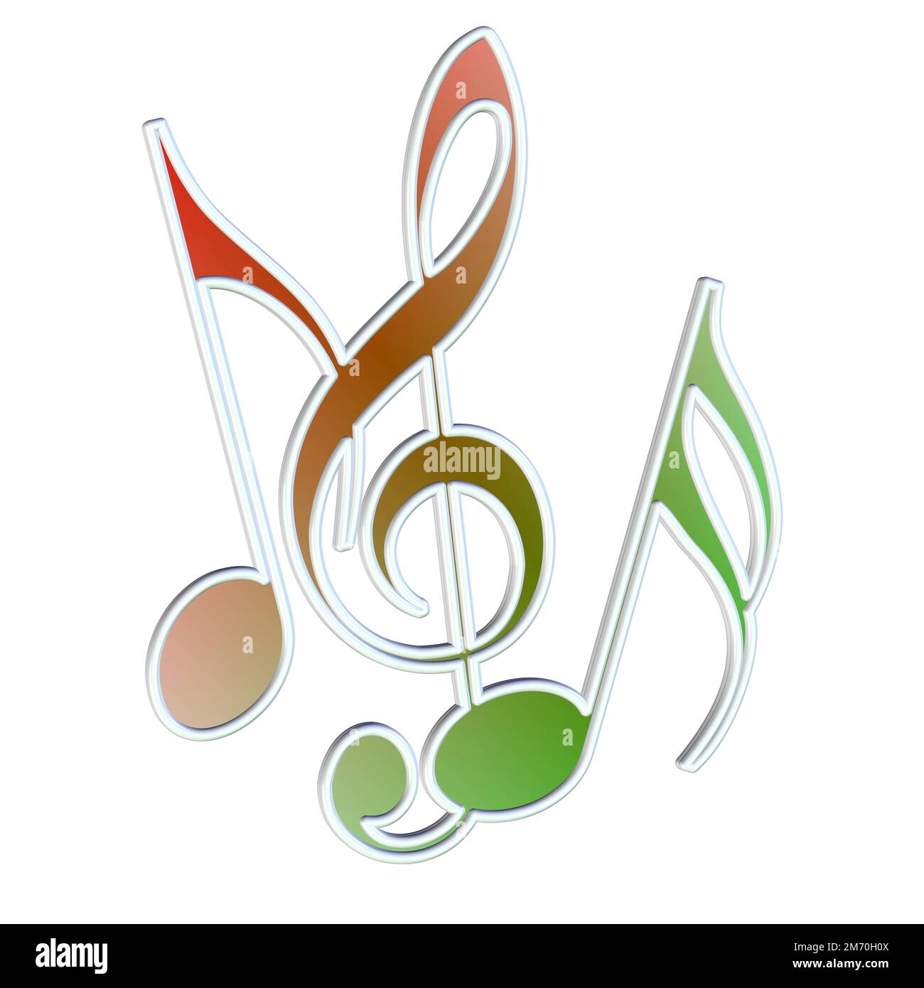 Music notes and treble clef, 3D illustration Stock Photo - Alamy