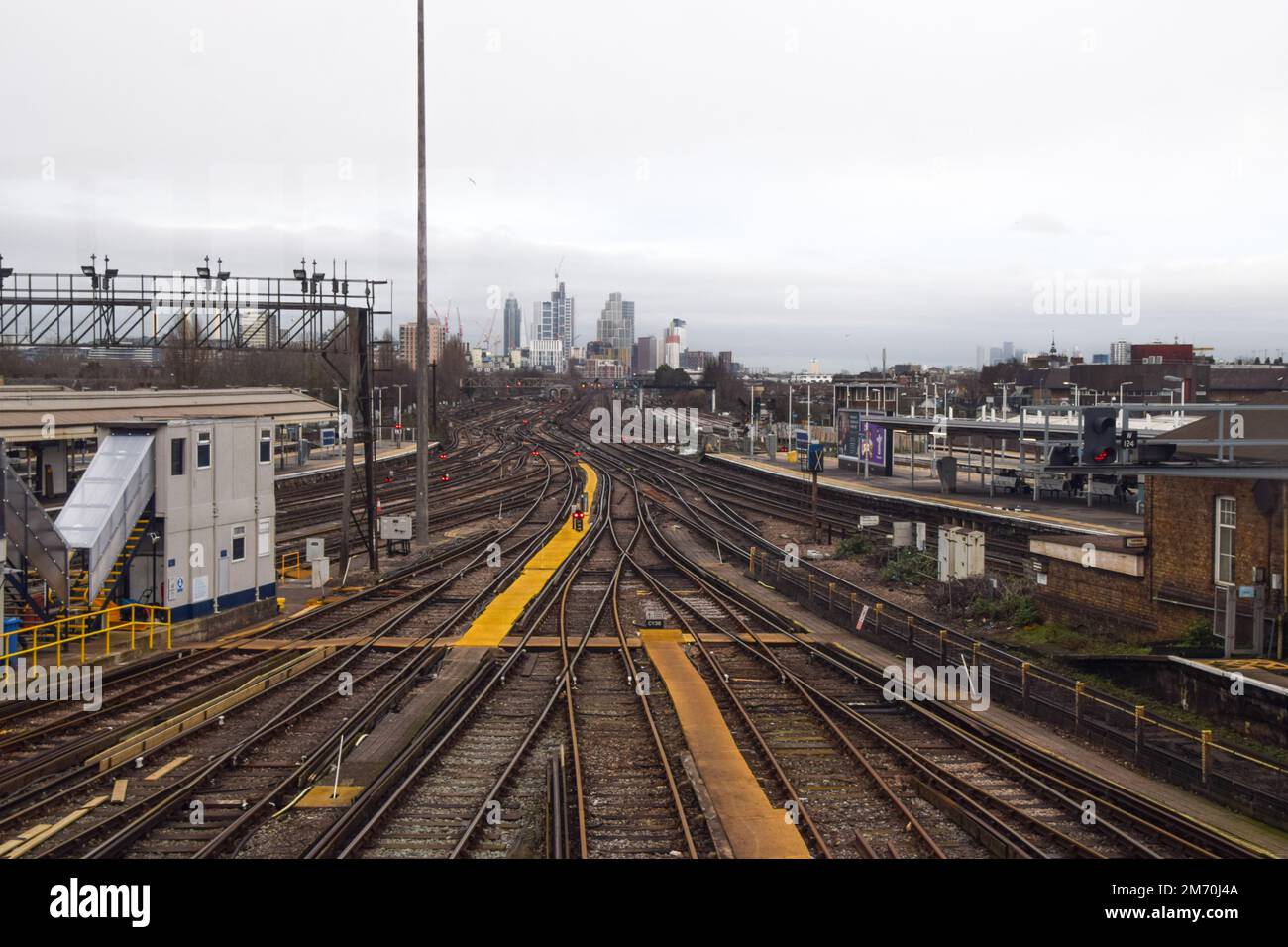London, England, UK. 6th Jan, 2023. Empty train tracks in London as ...