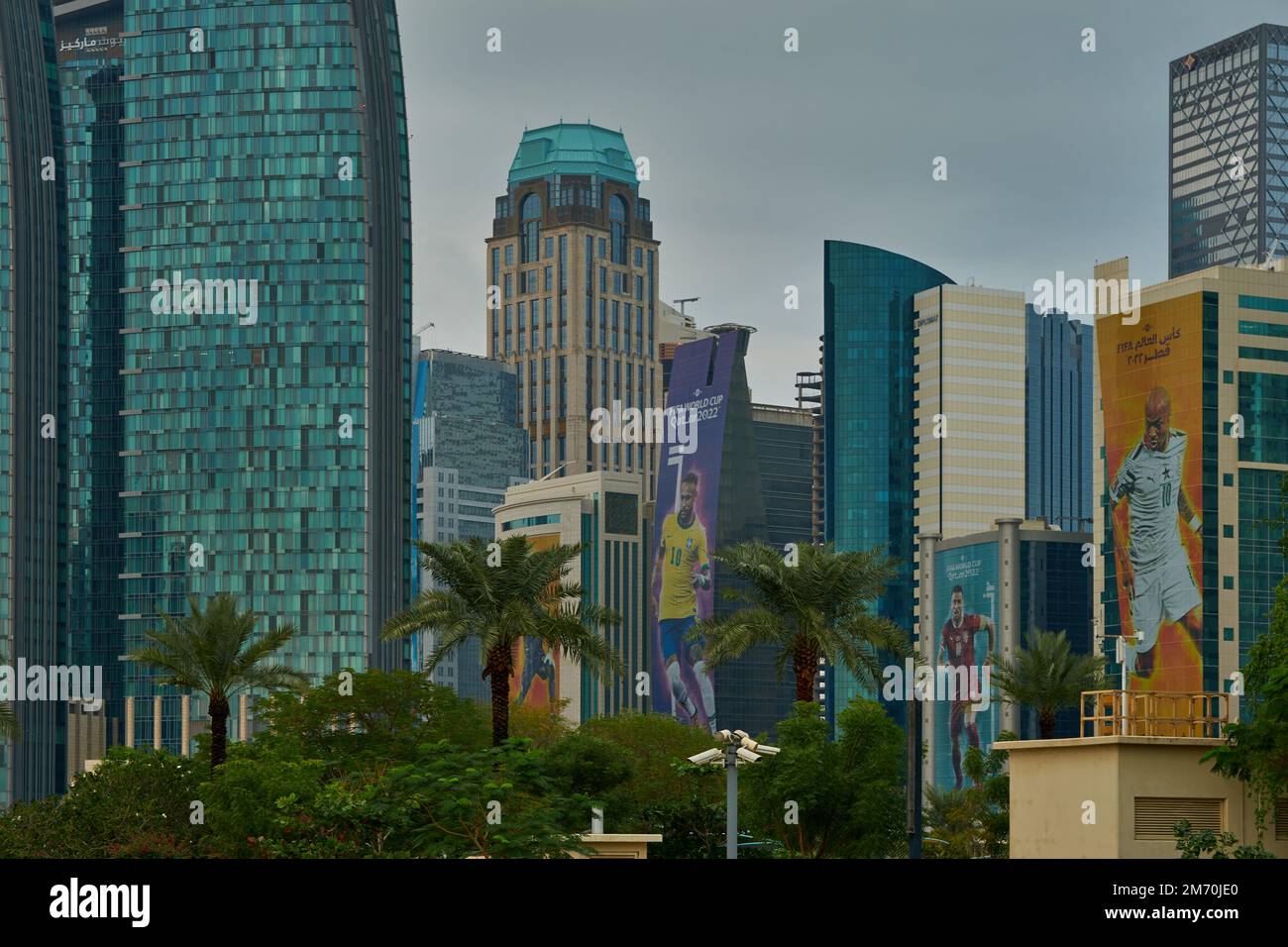 Doha skyline from the hotel park afternoon shot showing West Bay ...