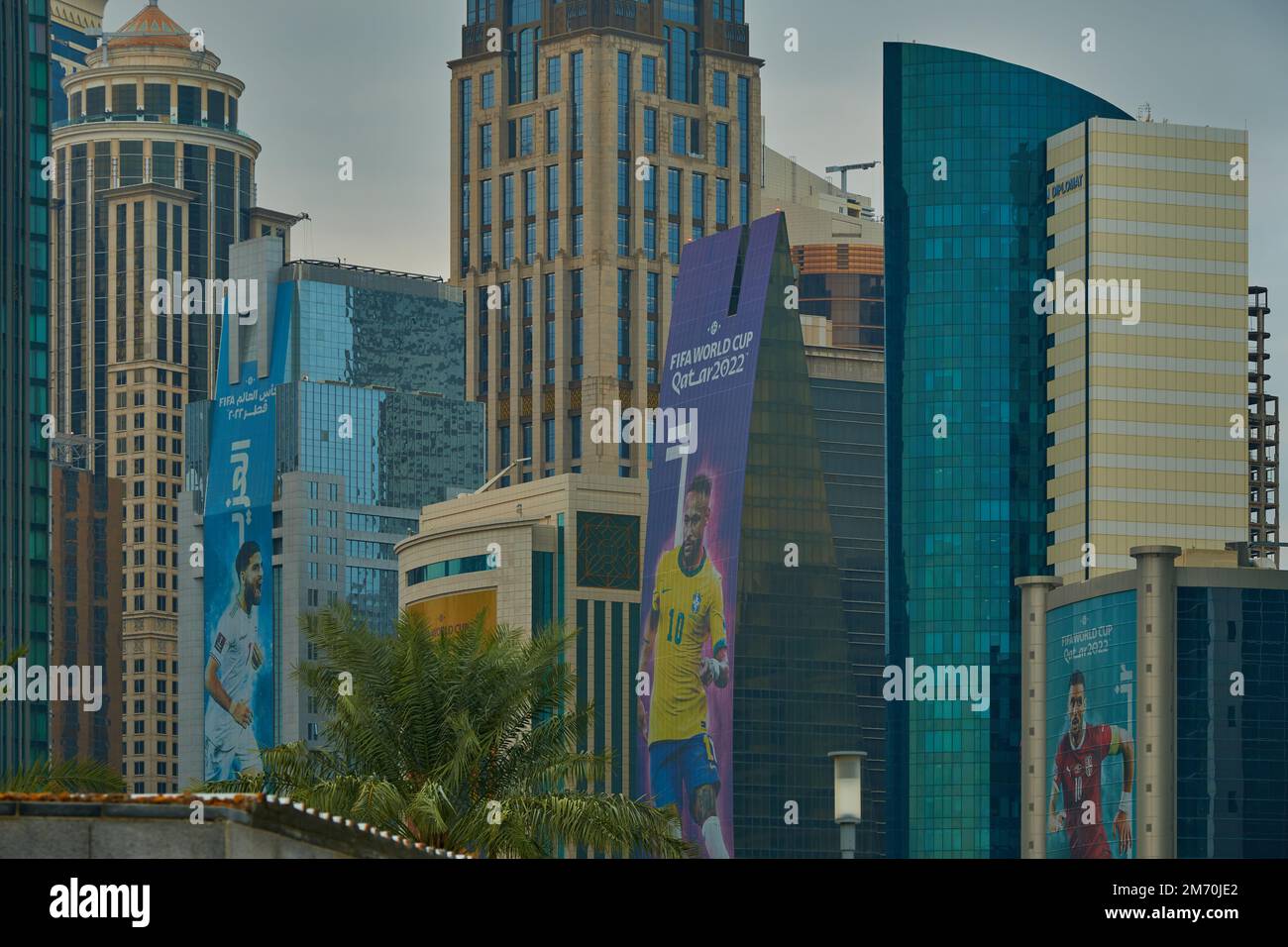 Doha skyline from the hotel park afternoon shot showing West Bay ...
