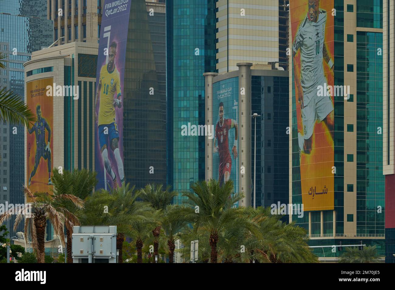 Doha skyline from the hotel park afternoon shot showing West Bay ...