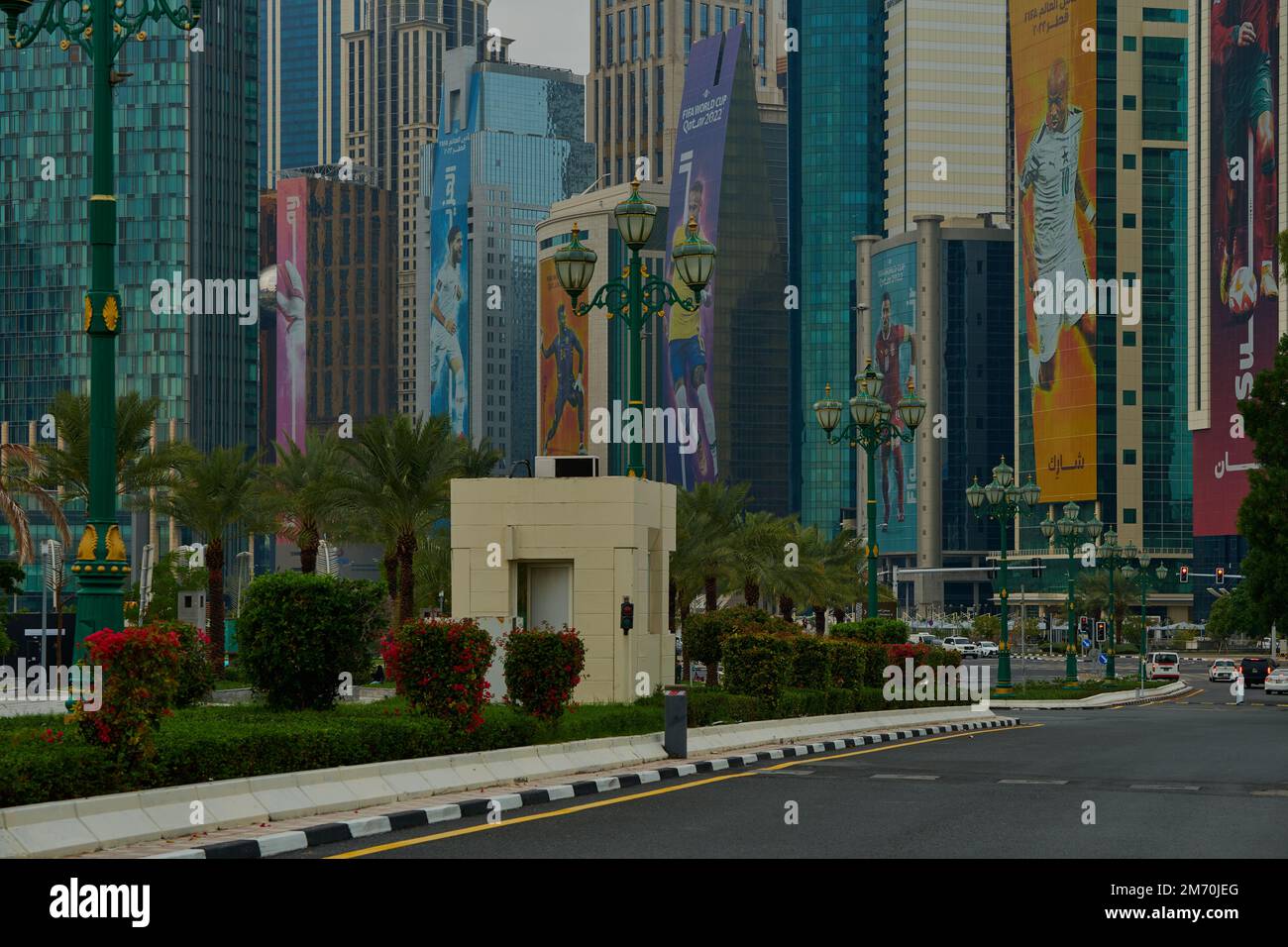 Doha skyline from the hotel park afternoon shot showing West Bay ...