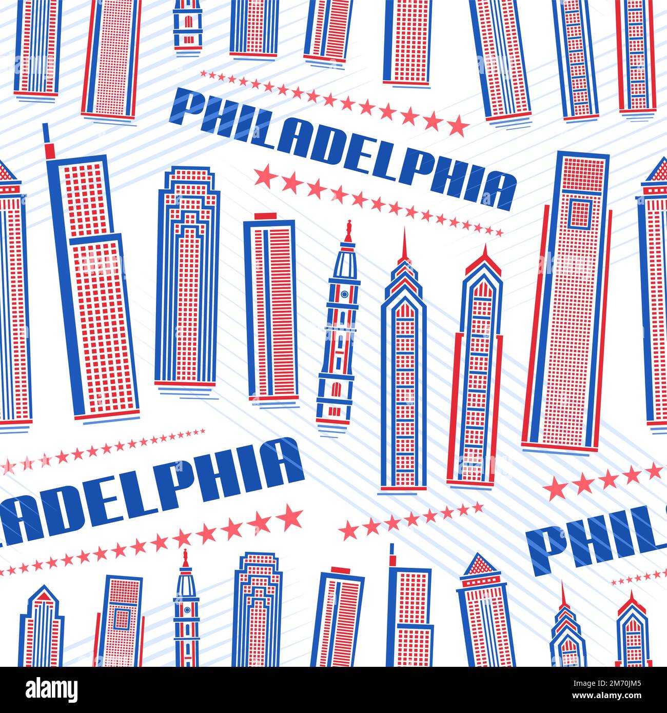 Vector Philadelphia Seamless Pattern, square repeat background with ... Vector Philadelphia Seamless Pattern, square repeat background with ...