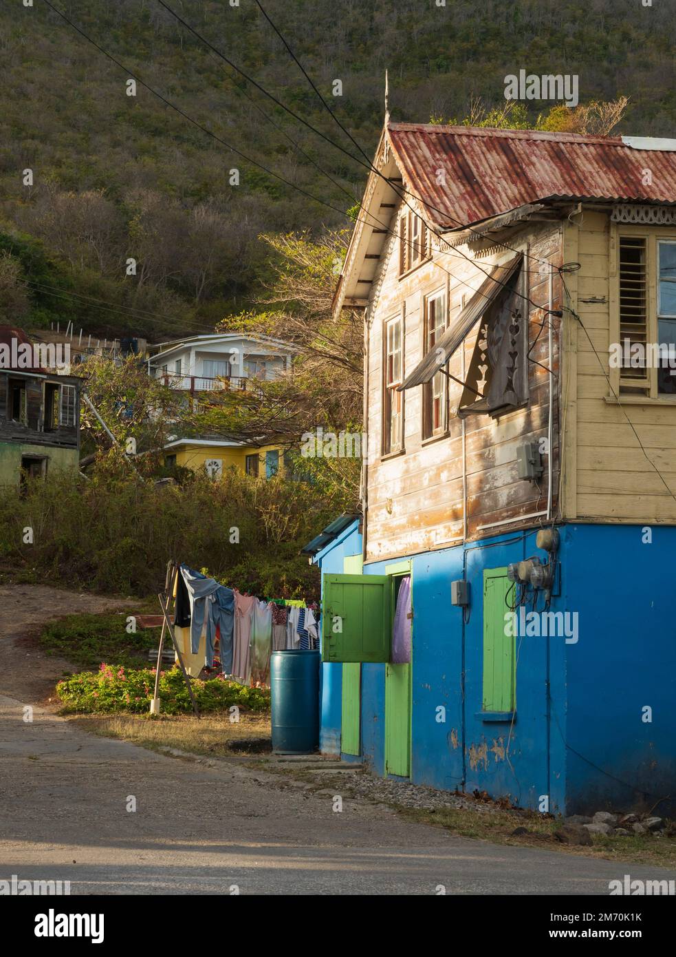 Bequia, Grenadines Caribbean island. Old house in Port Elizabeth Stock ...