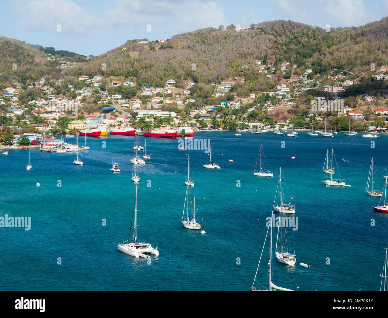 Bequia, Grenadines Caribbean island. Port Elizabeth, Admiralty Bay ...