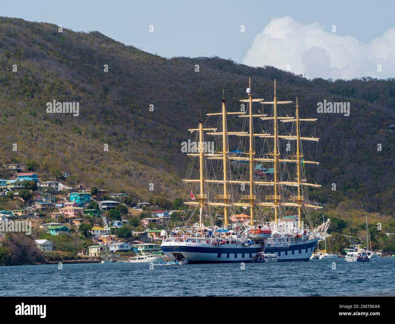 Royal Clipper cruise ship visiting Bequia in the Caribbean Stock Photo ...