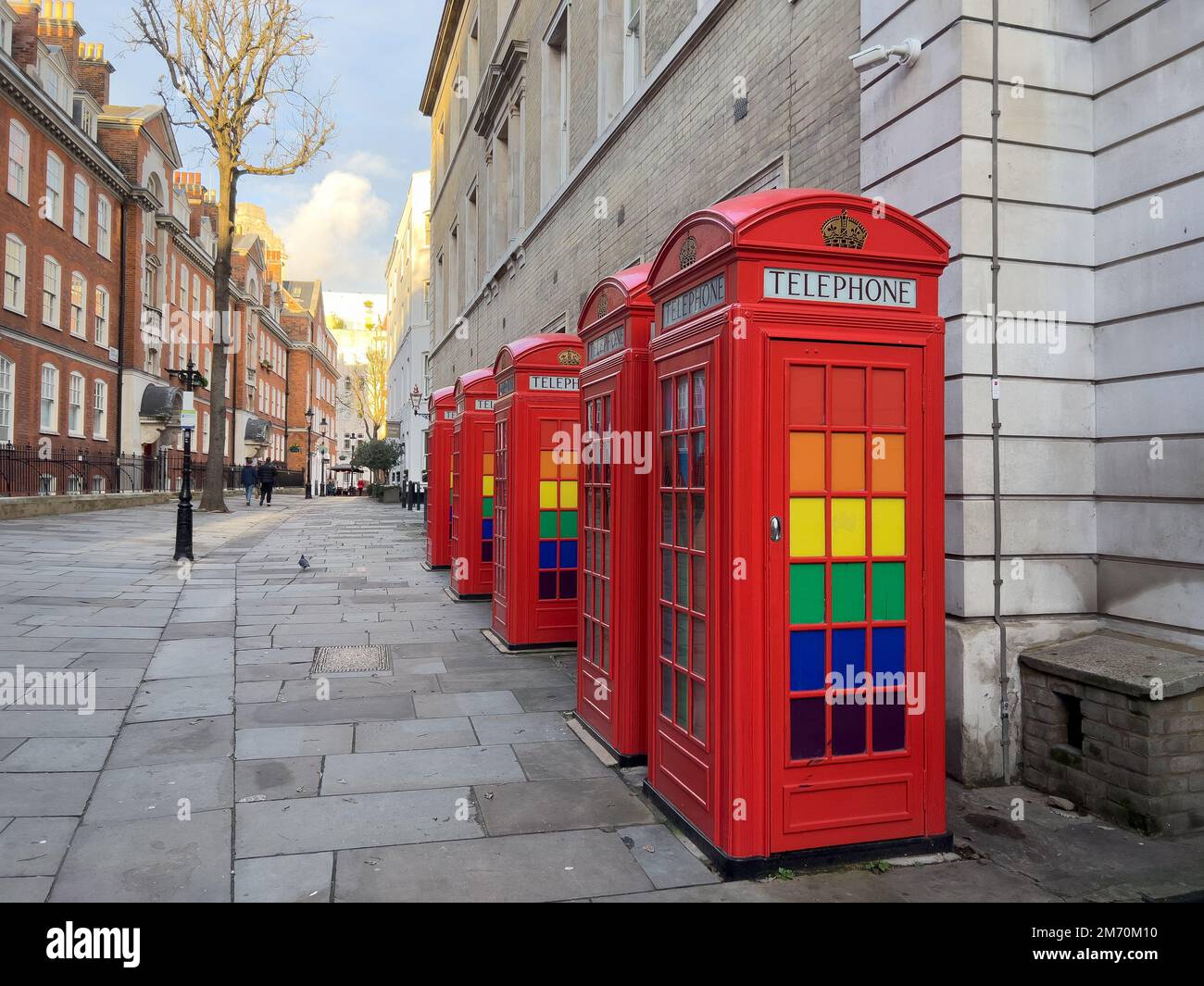 Red Telephone Booths with LGBTQ rainbow colors in London- LONDON, UK ...