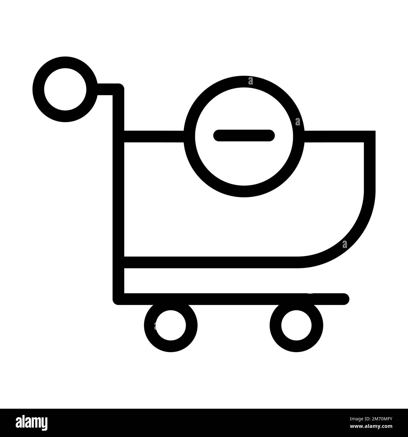 Delete from cart icon line isolated on white background. Black flat ...