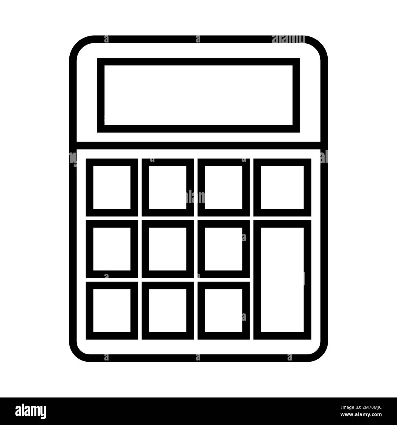 Calculator icon line isolated on white background. Black flat thin icon ...